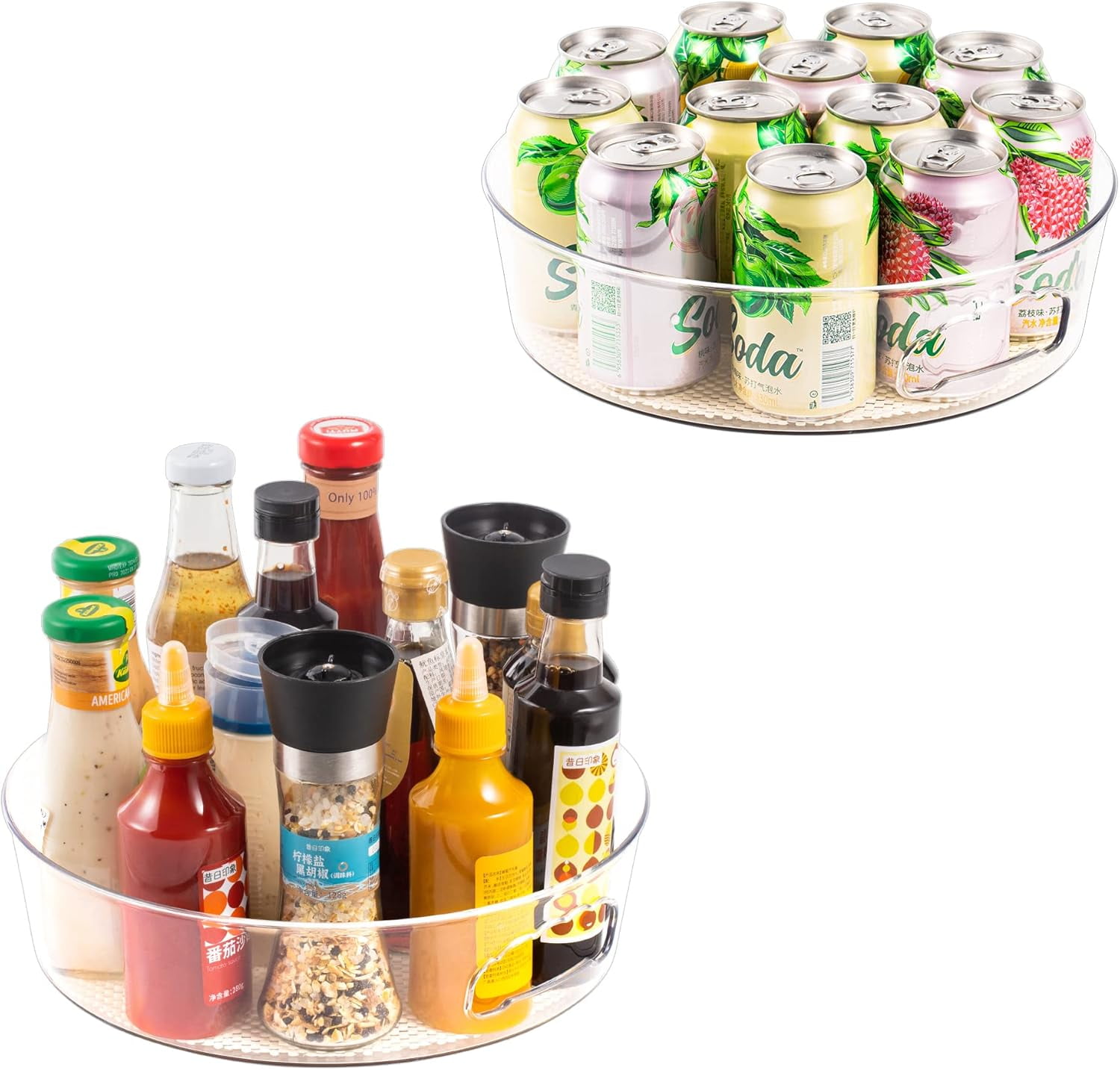 hltudj 4 Pack Lazy Susan Organizer for Cabinet with Handle 12\u201C ...