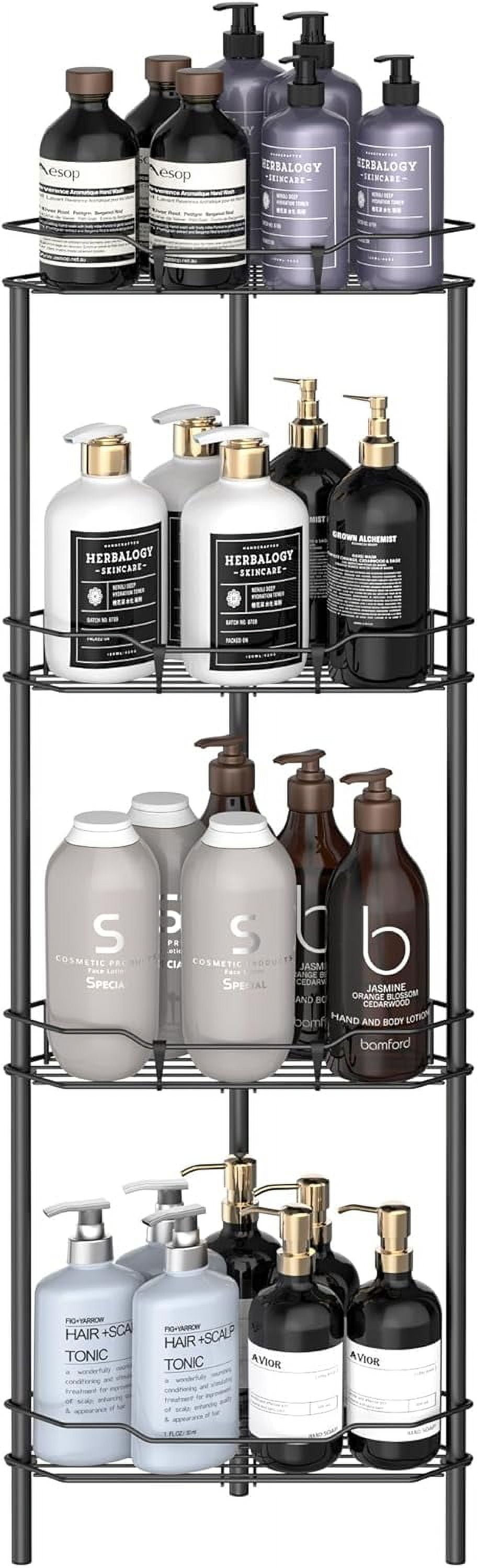 hltudj 4 Tier Floor Standing Corner Shower Caddy Organizer Shelf with ...