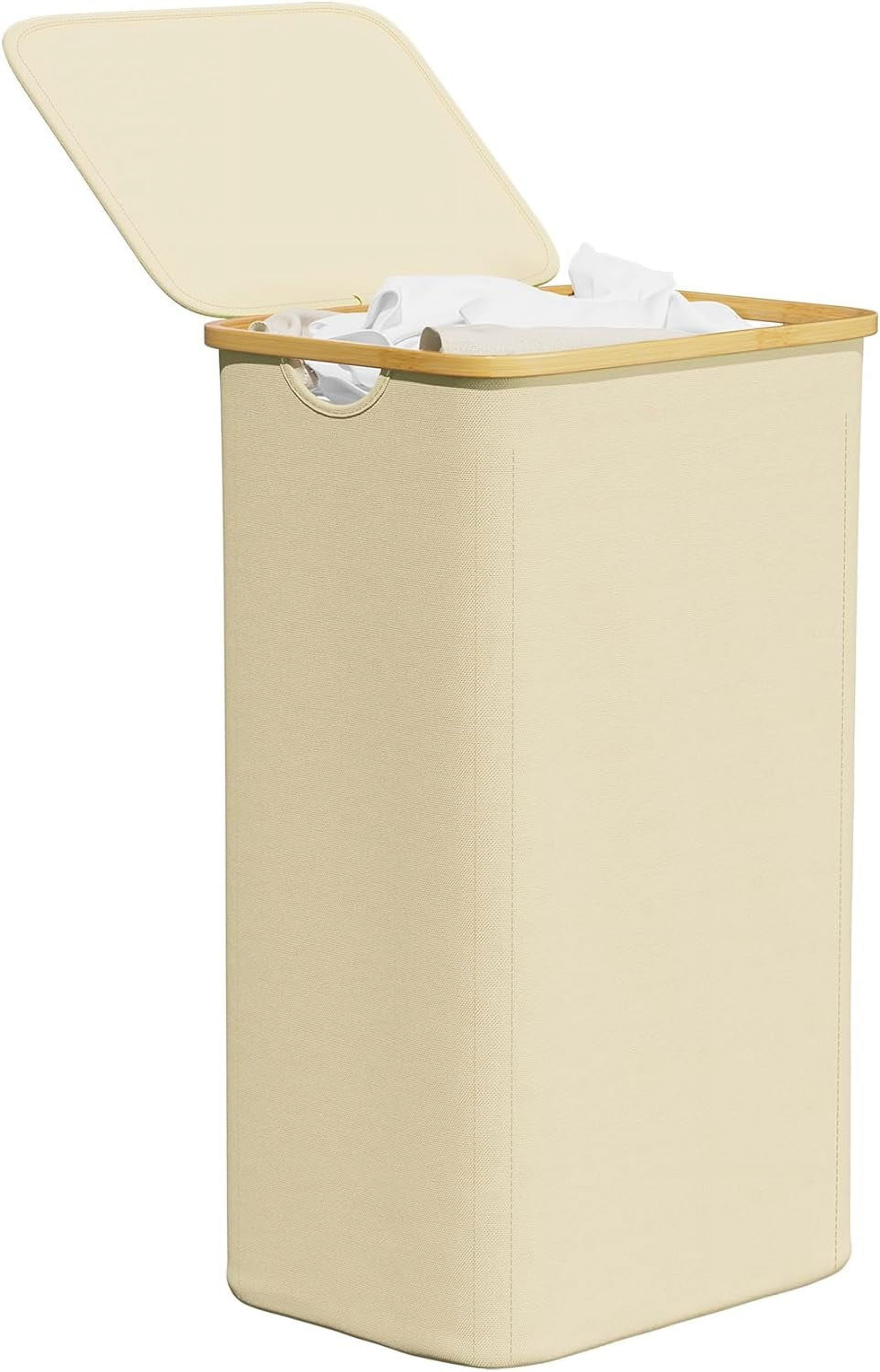 hltudop Slim Laundry Hamper with Lid 65L Narrow Clothes Basket Bin with ...