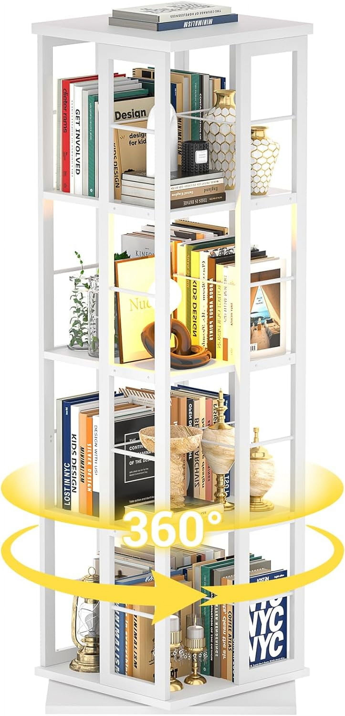 hltudp Bookshelf Rotating Bookshelf Corner Bookcase 360 Wood Spinning ...