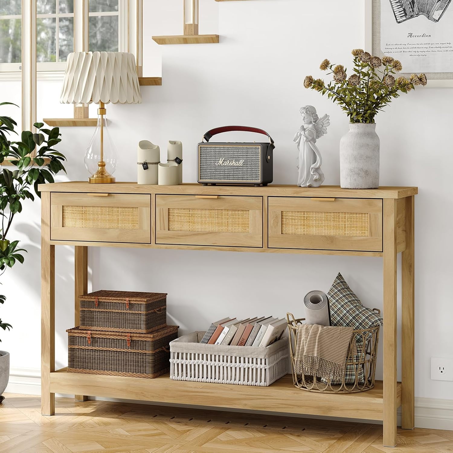 hltudy Console Boho Entryway Narrow Long Sofa Hallway Foyer Behind ...