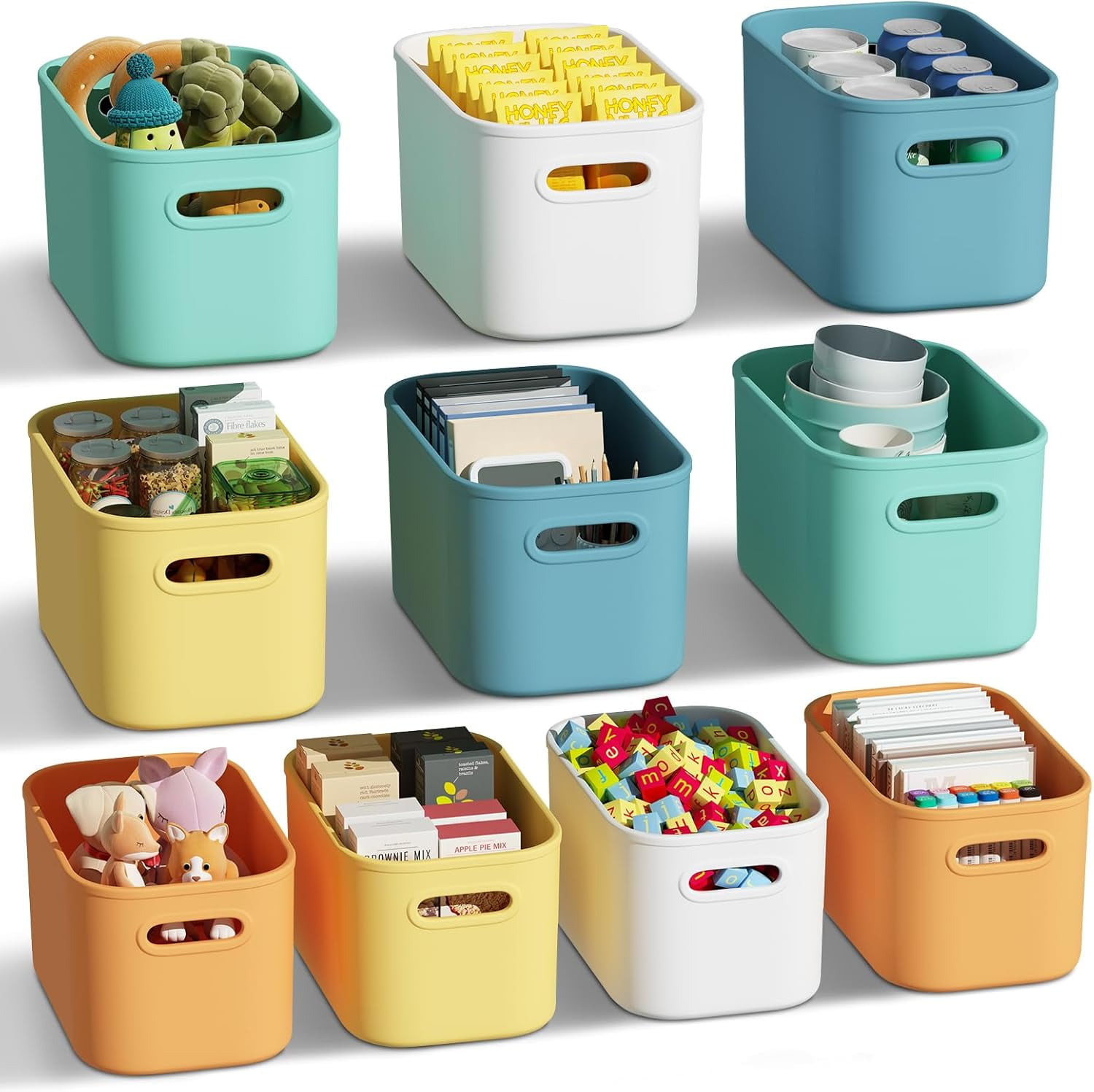 dxynlzq 12 Pack Colorful Plastic Storage Bins Pantry Organizer Bins ...