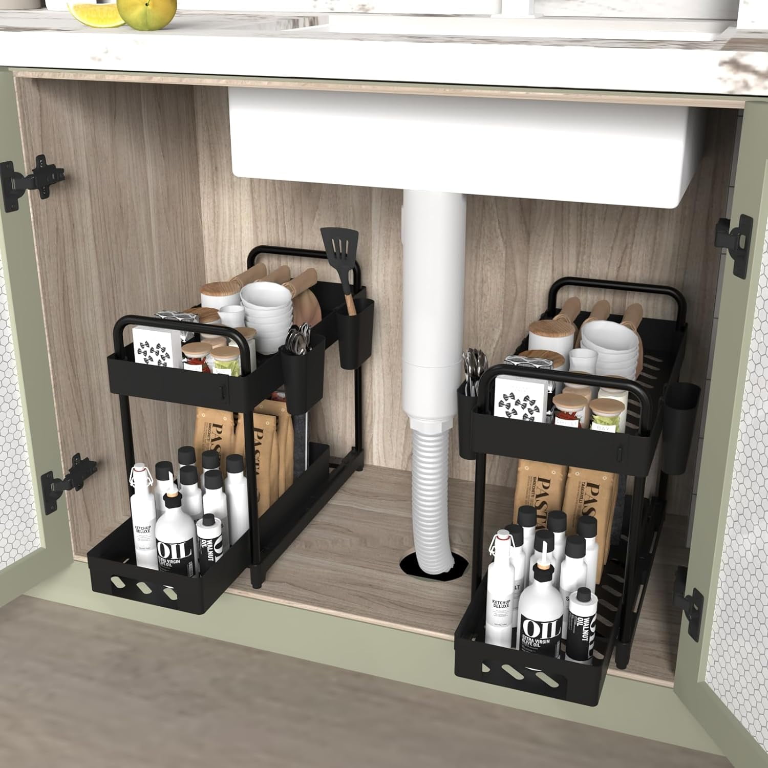 hltusdp 2 Pack Double-Layer Under Sink Organizer for Efficiently ...