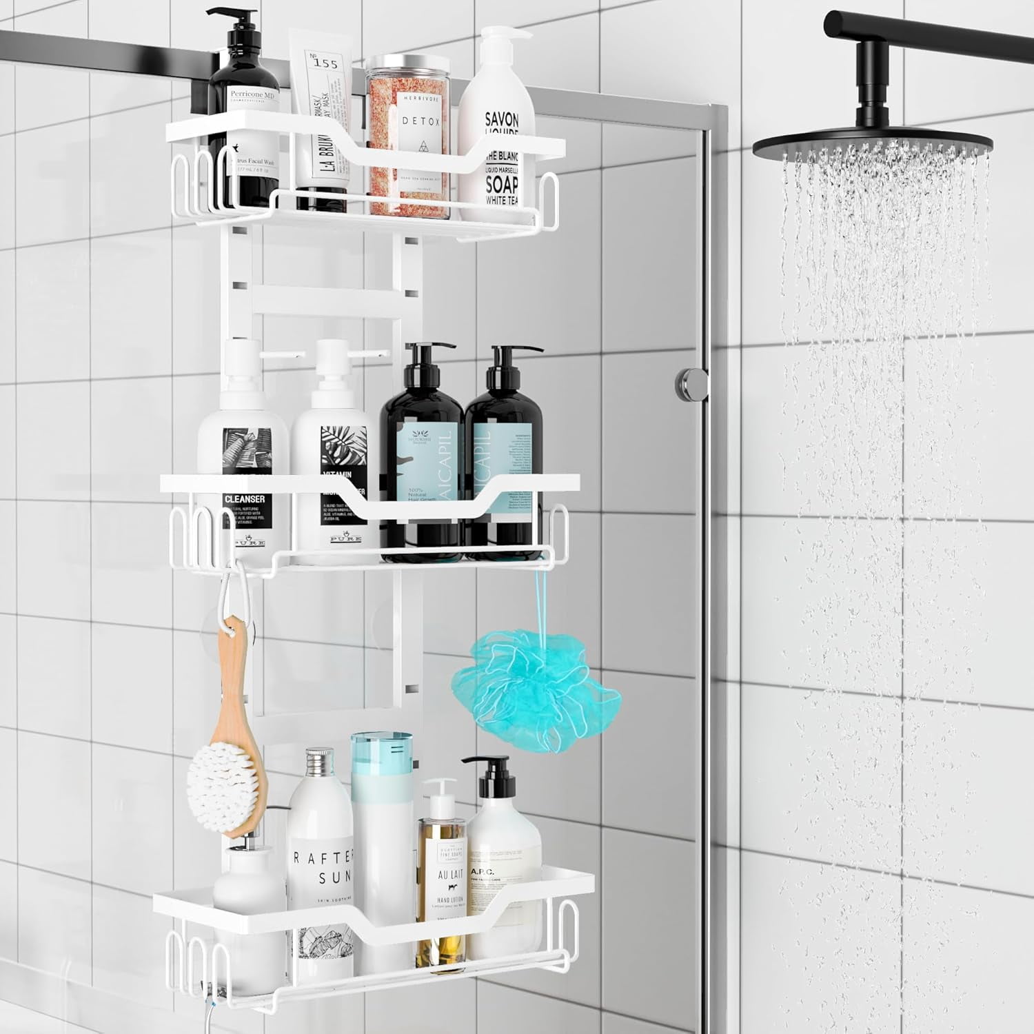 hltusdp Over The Door Shower Caddy Hanging Shower Organizer Storage 3 ...
