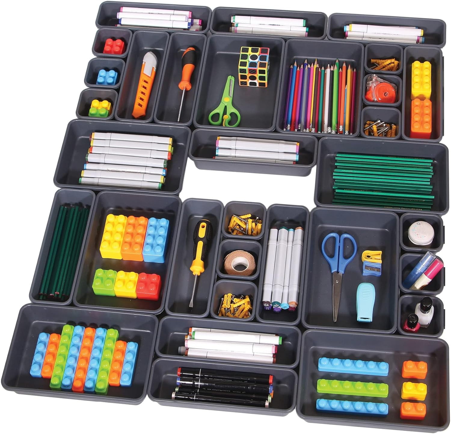 Hltser Set of 32 Interlocking Desk Drawer Organizer Tray Dividers ...