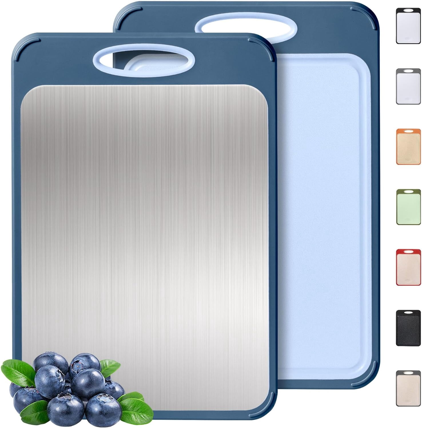hltusyp 2 in 1 Stainless Steel Cutting Board with Handle Chopping Large ...