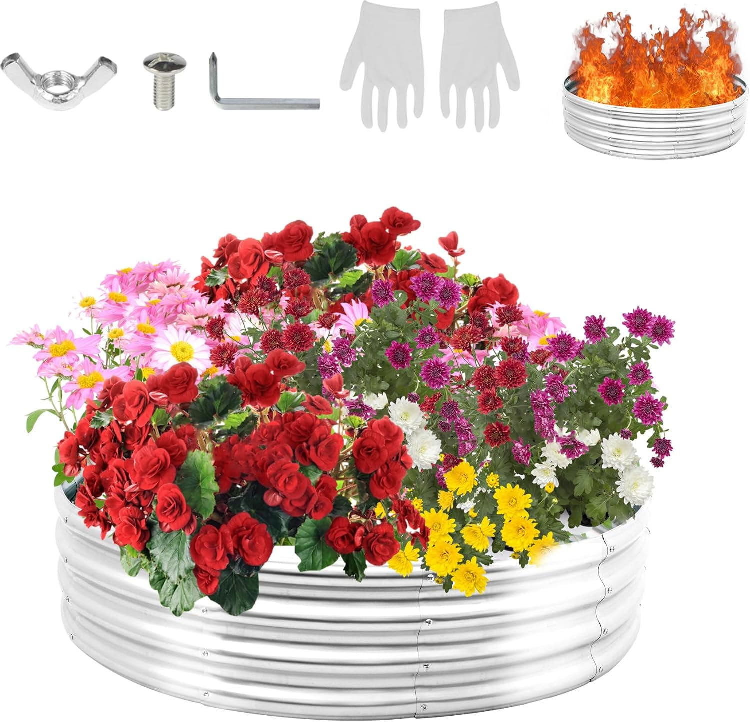 hltusyp 35 Inch Galvanized Fire Pit Ring Metal Fire Pit for Camping ...