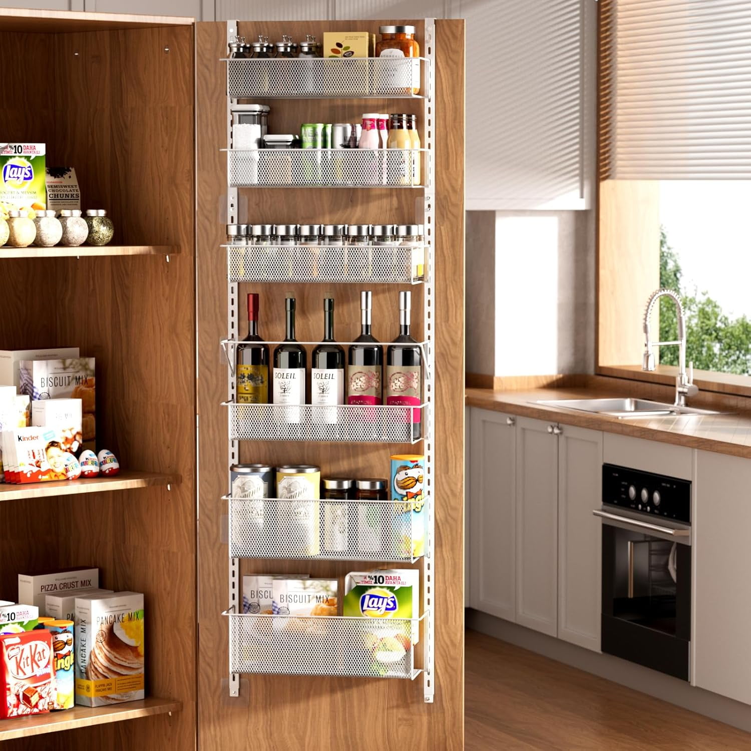 dxynlzq Over The Door Pantry Organizer 8-Tier Pantry Door Organizer Shelves Metal Hanging & Wall ...