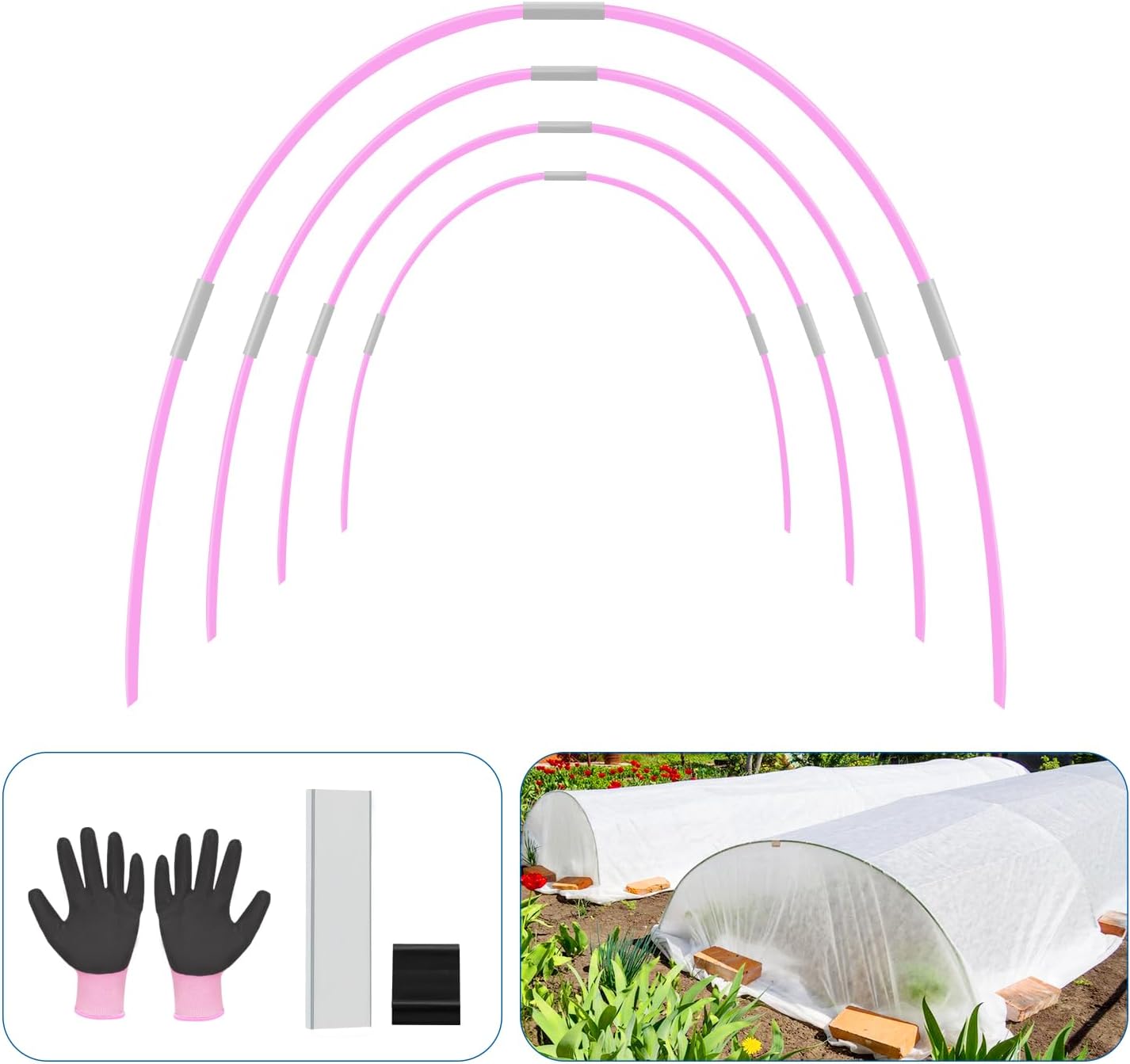 hltusyp Garden Hoops 20pcs Greenhouse Hoops for 1-3.5ft Wide Raised Bed ...