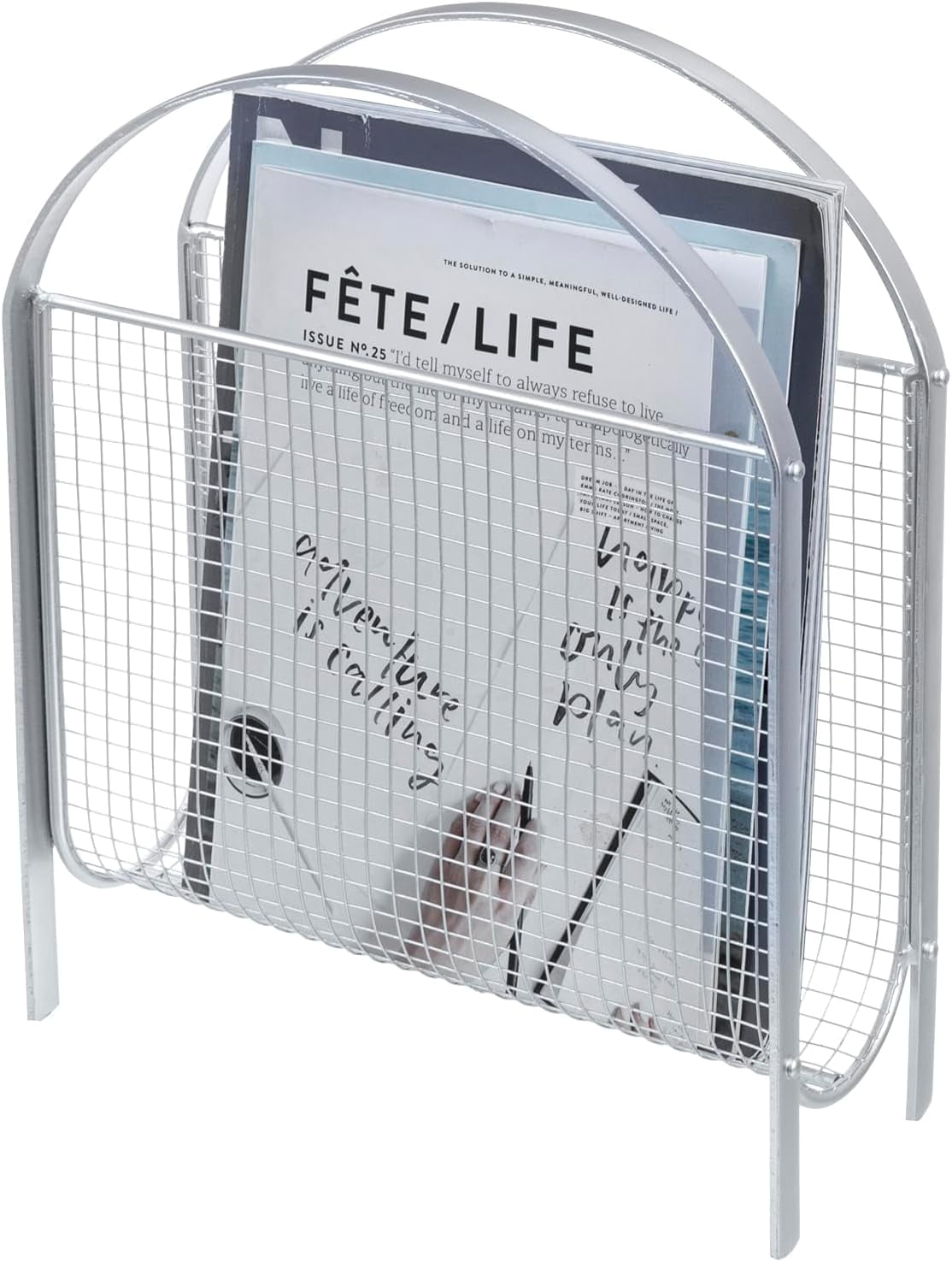 hltusyp Mid-Century Design Magazine Rack Matte Black Tone Metal Mesh ...