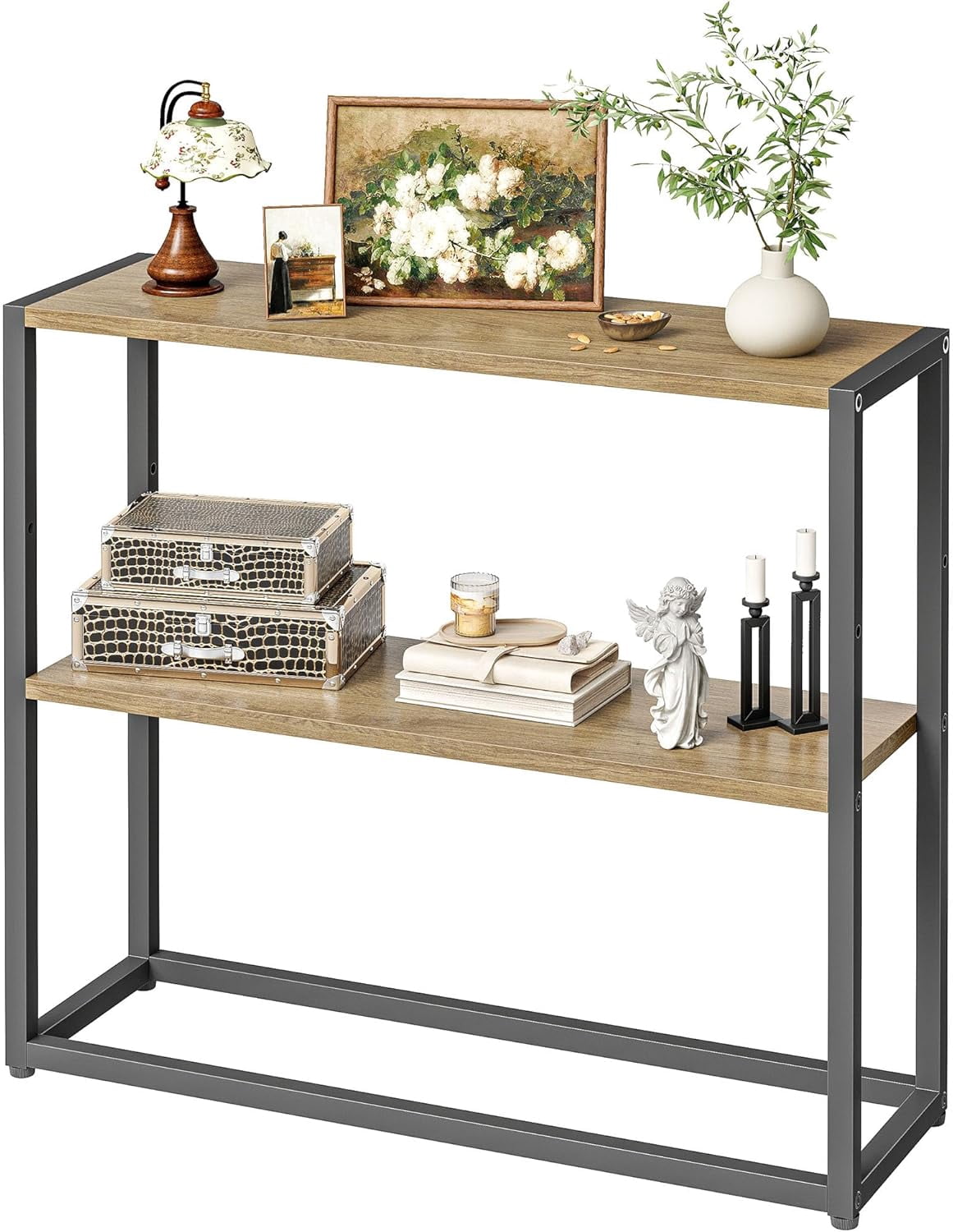hltusyp Small Entryway Table 29.5" Narrow Console Table with Shelves ...