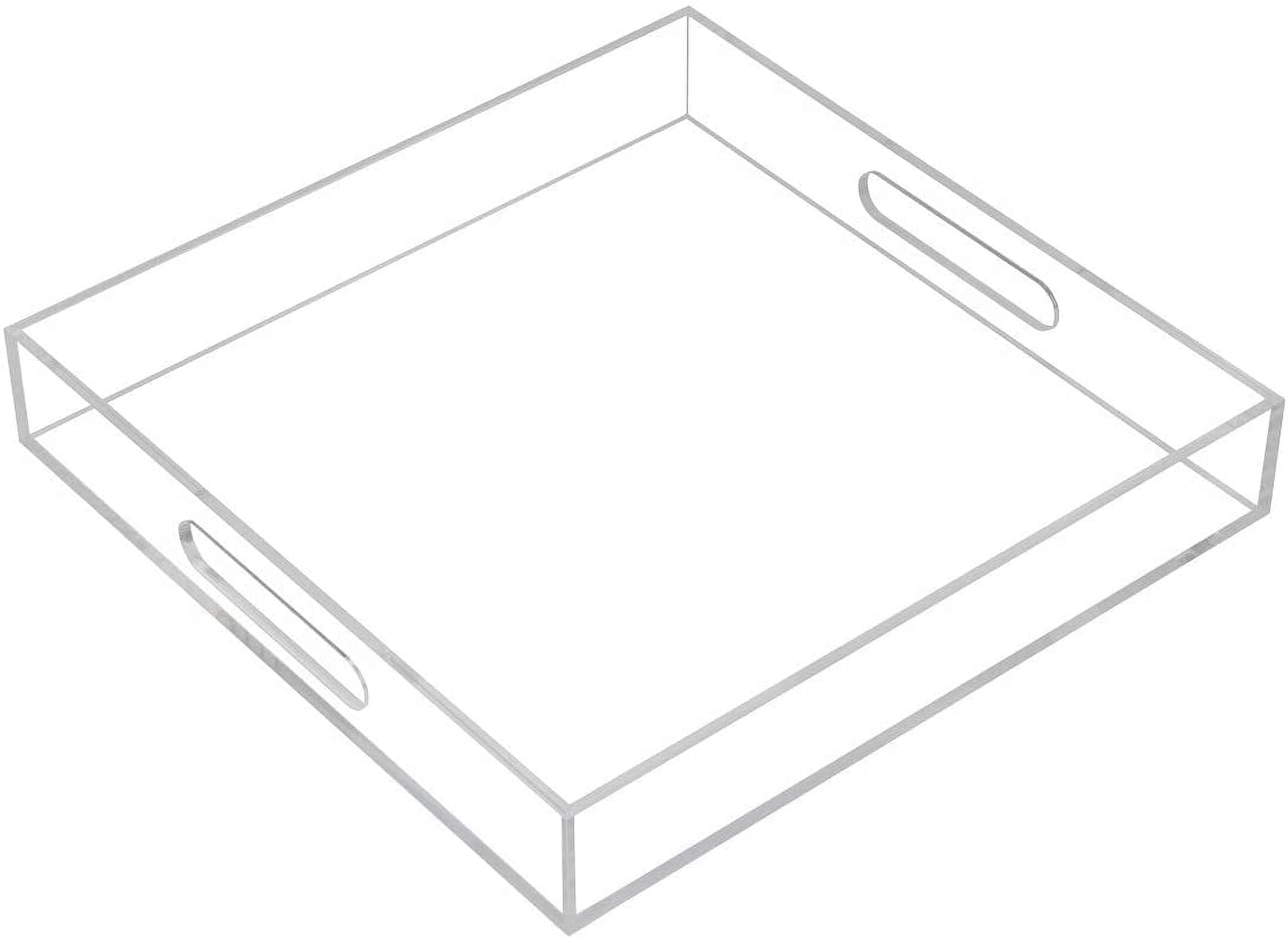 hltusyp White Sturdy Acrylic Tray with Handles-8x8 Inch- Countertop ...