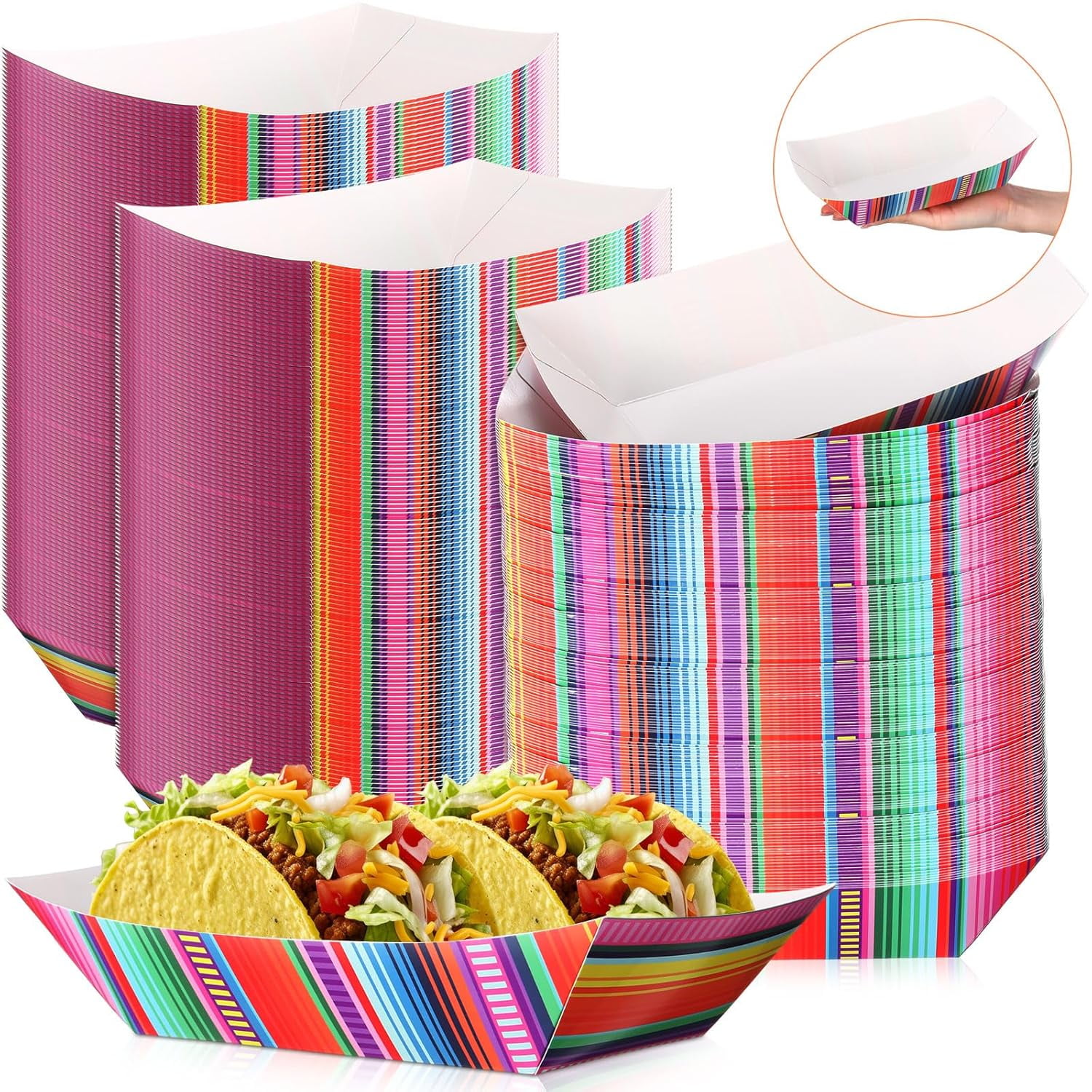 hltuyspb 100 Pcs Mexican Nacho Trays Disposable Food Trays Fiesta Party ...