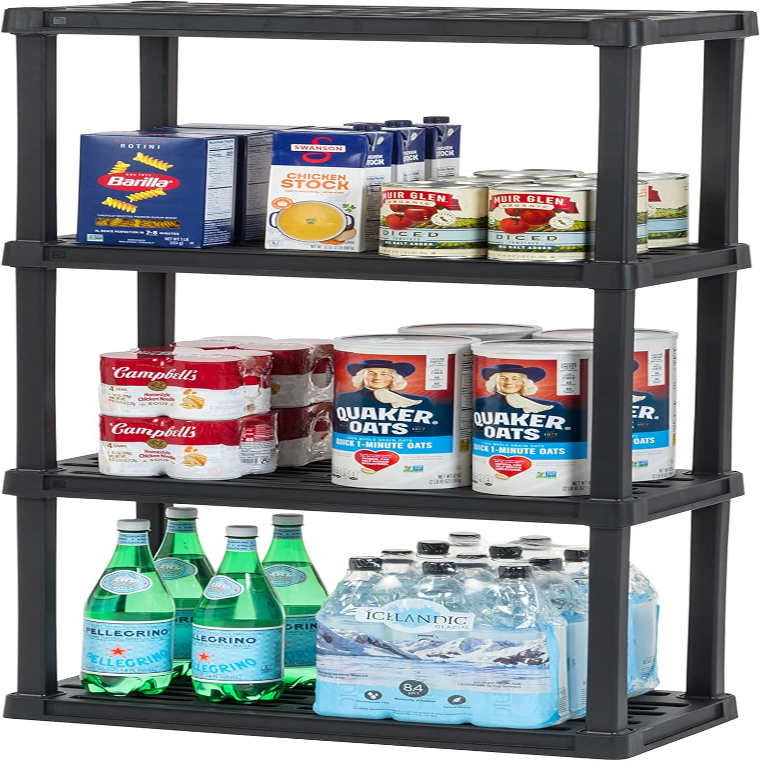 hltvuy 2-Shelf Heavy Duty Plastic Storage Shelves 80lb Capacity 17"H x ...