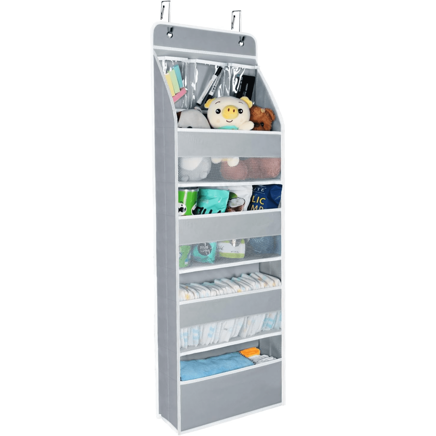 hltvuy 6-Shelf Over Door Hanging Organizer Fabric Door Storage with 5 ...