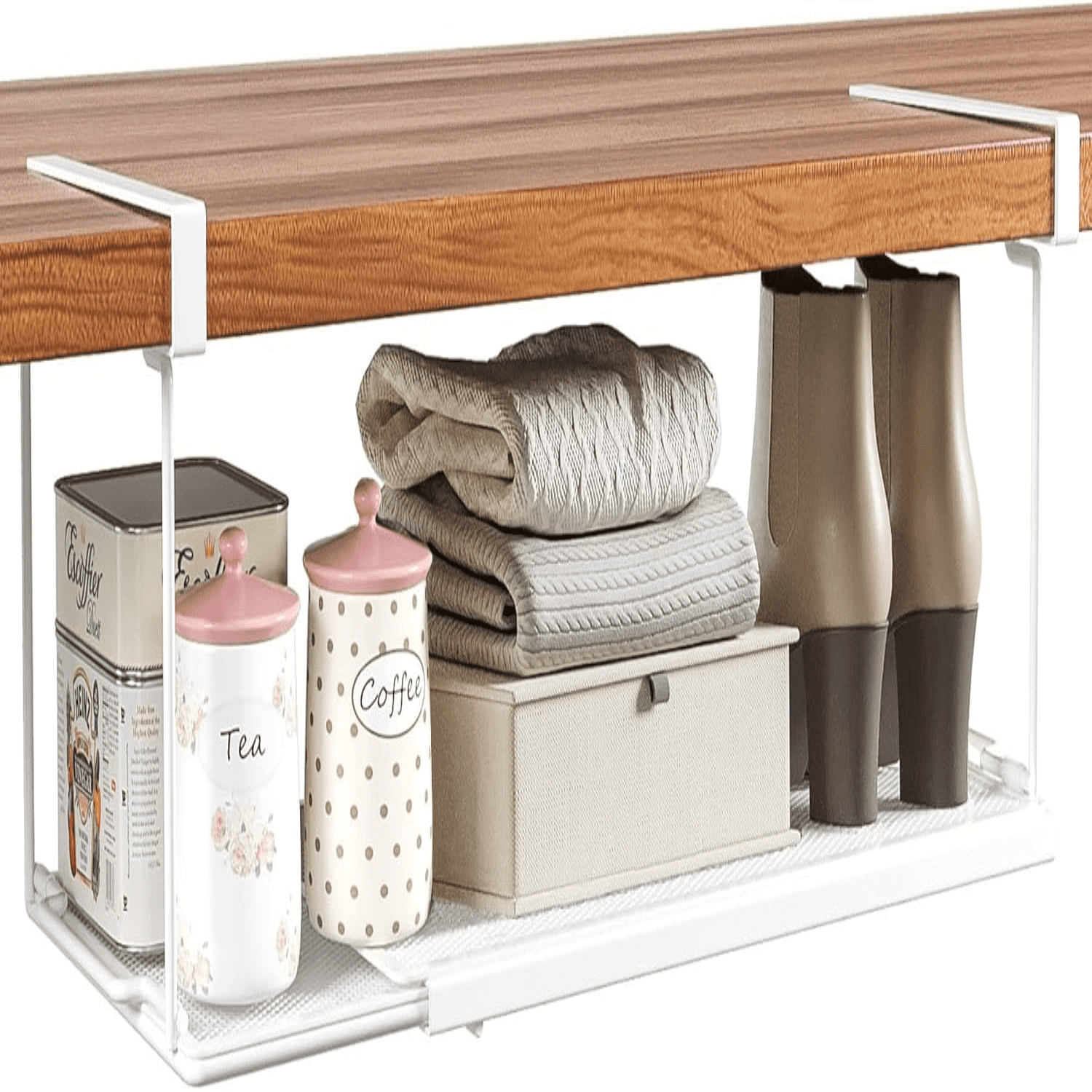 hltvuy Expandable Under Cabinet Shelf Extendable Under Shelf Storage ...