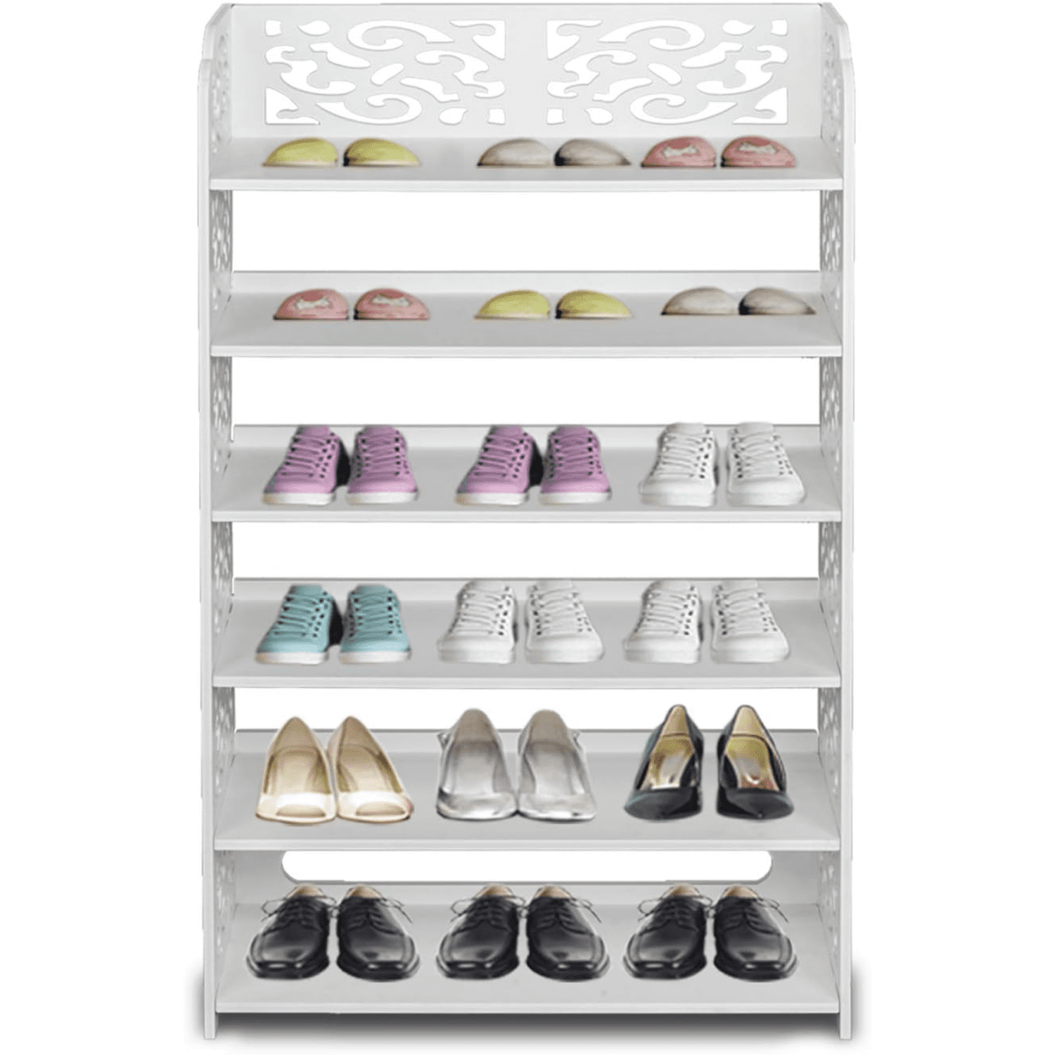 hltvuy Shoe Rack Carved Shoe Rack Shelf Storage Organizer Space Saving ...