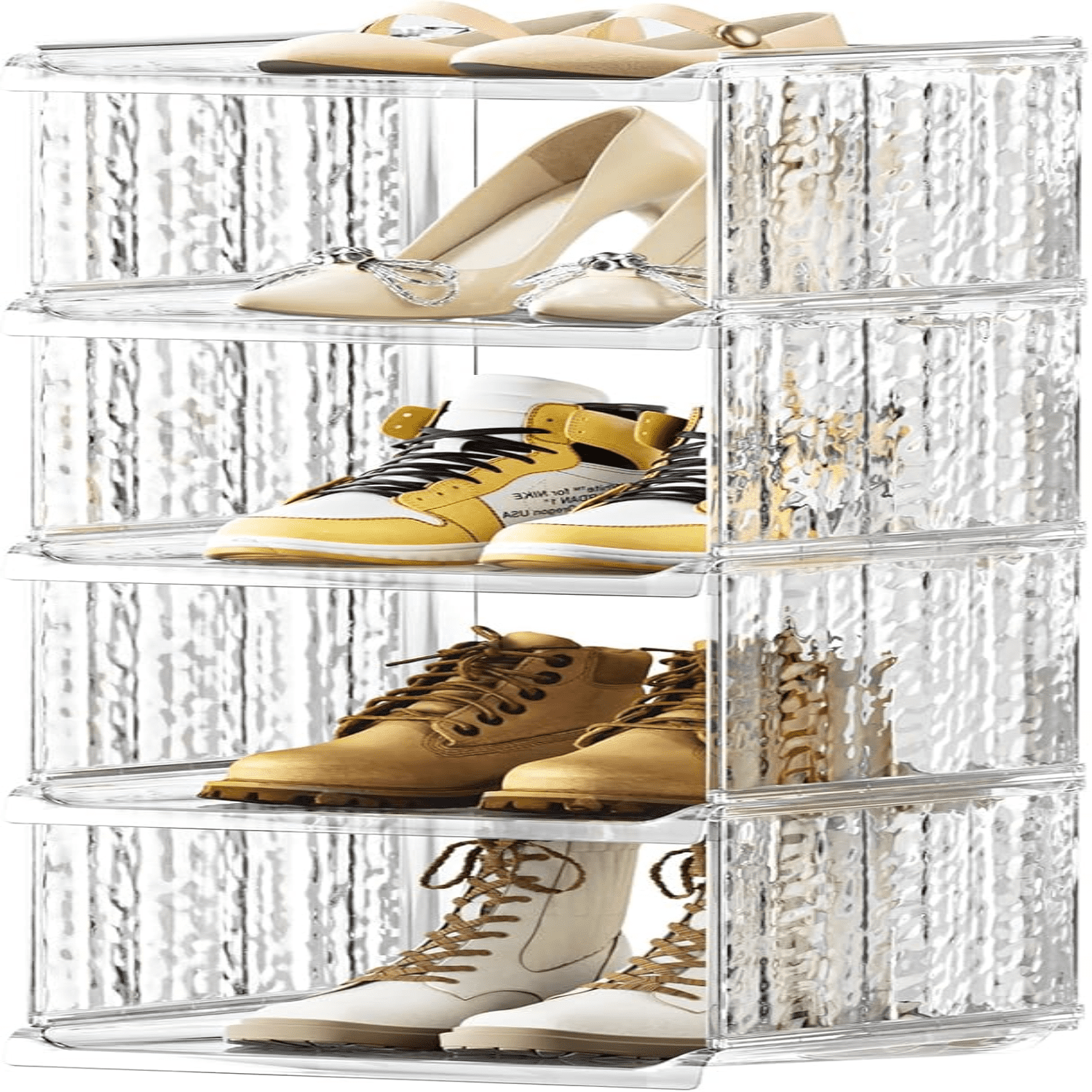 hltvuy Shoe Rack for Closet - 5 Tier Vertical Ice Clear Shoe Rack ...