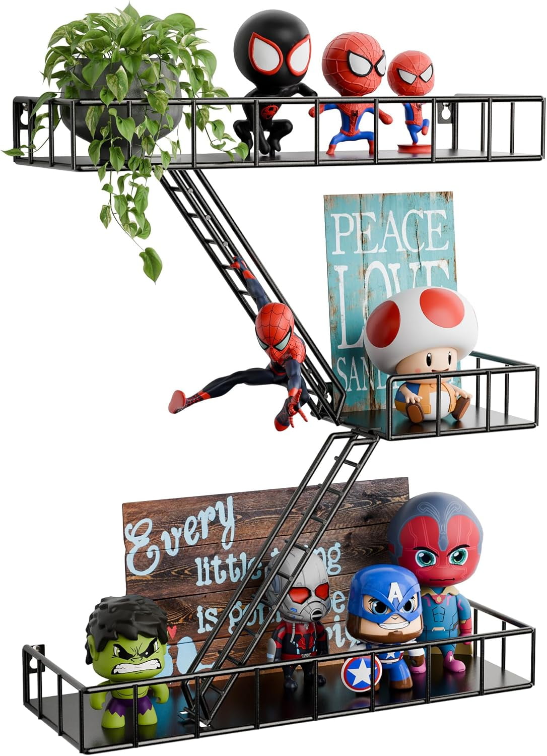 hltyshu JKLCH LTKIF Fire Escape Shelf - 3 Tier Metal Fire Escape Wall ...