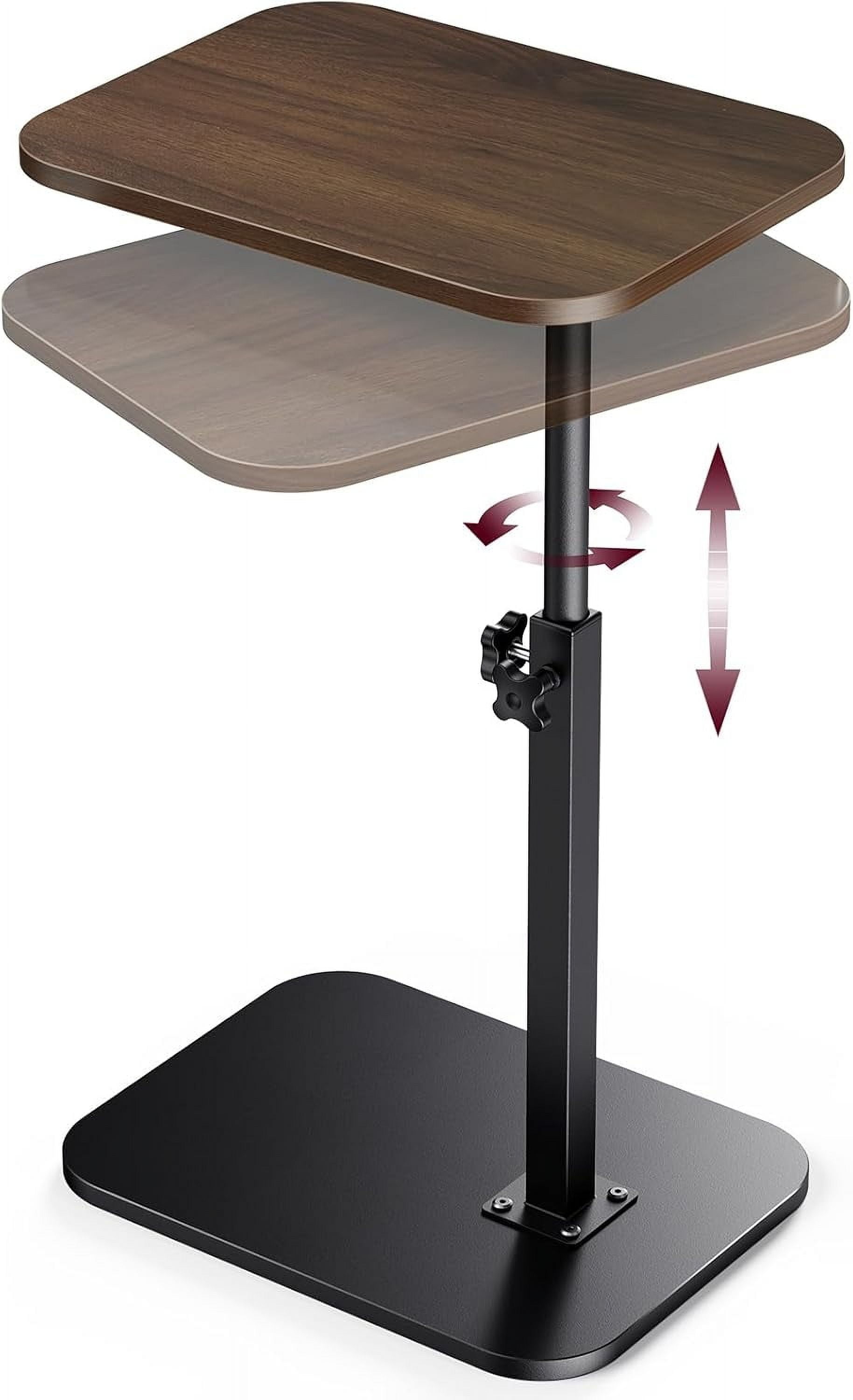 hltysip End Table C-Shaped Adjustable Pedestal Side Table Night Stand with 360° Rotating Top ...