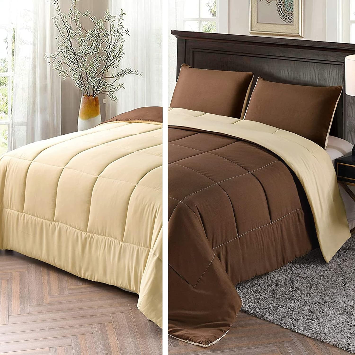 hltysip Lightweight Summer Reversible Queen Size Comforter Set Down ...