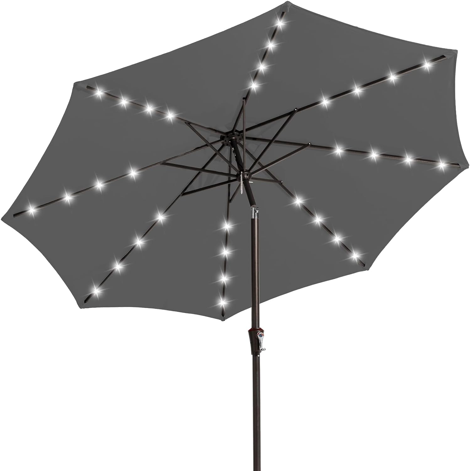 hltysip Upgrade 9FT LED Lighted Umbrella Solar Outdoor Umbrella Tilt ...