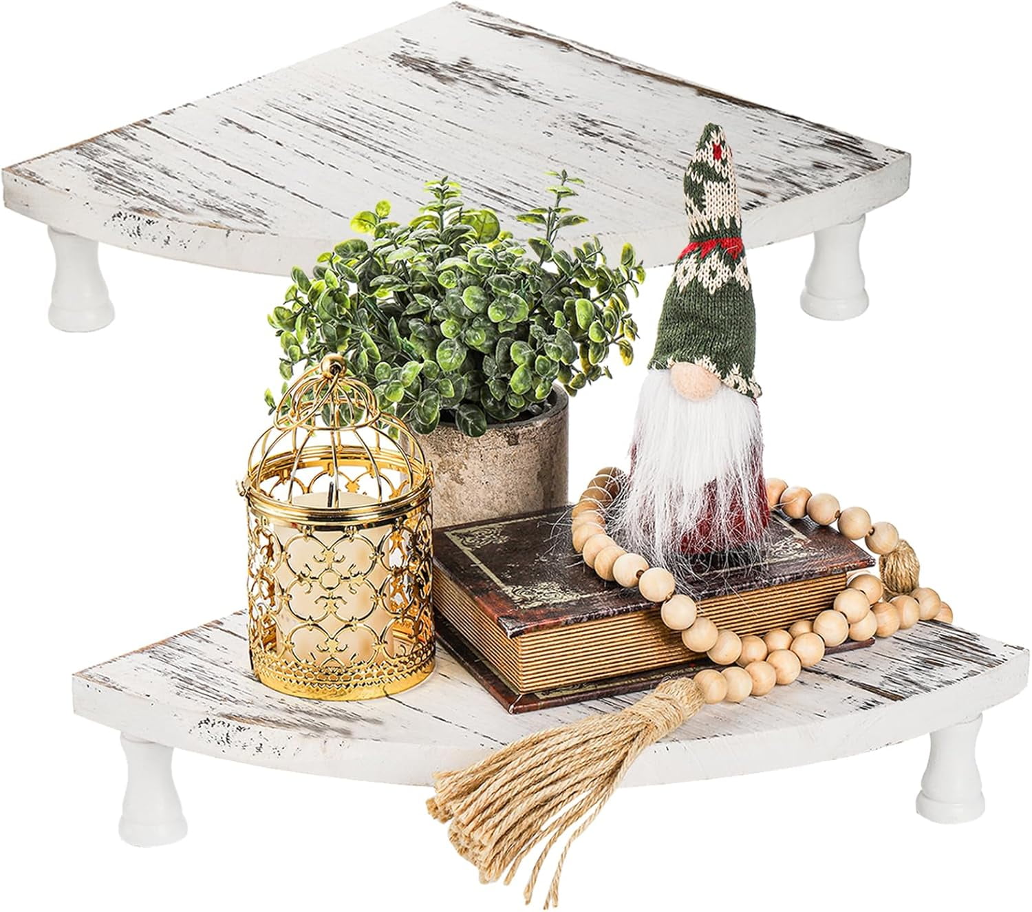 hltysuo 2 Pack Wood Corner Counter Shelf Countertop Kitchen Corner ...