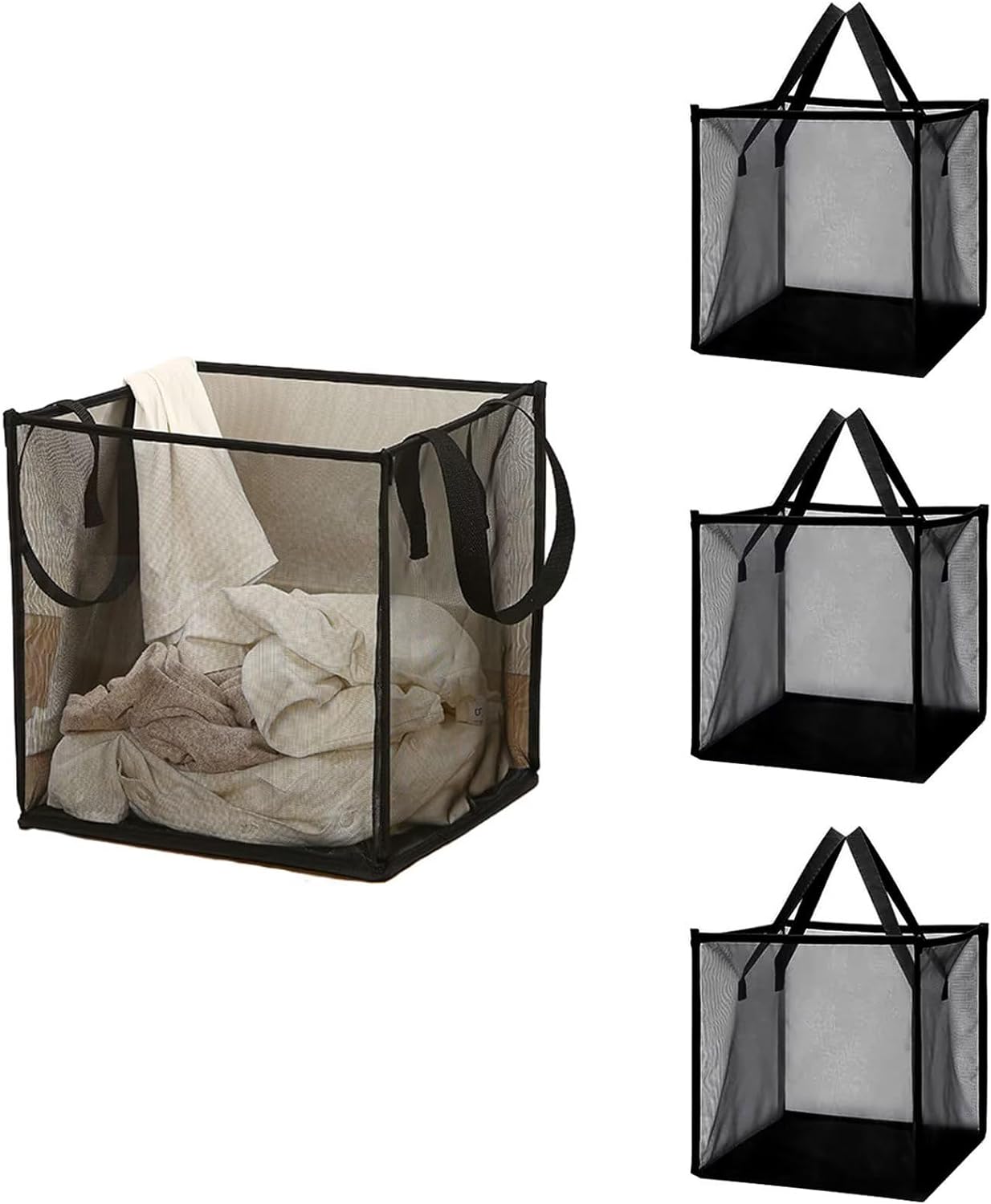 hltysuo 4 Pack Popup Laundry Hamper Small Collapsible Mesh Laundry ...