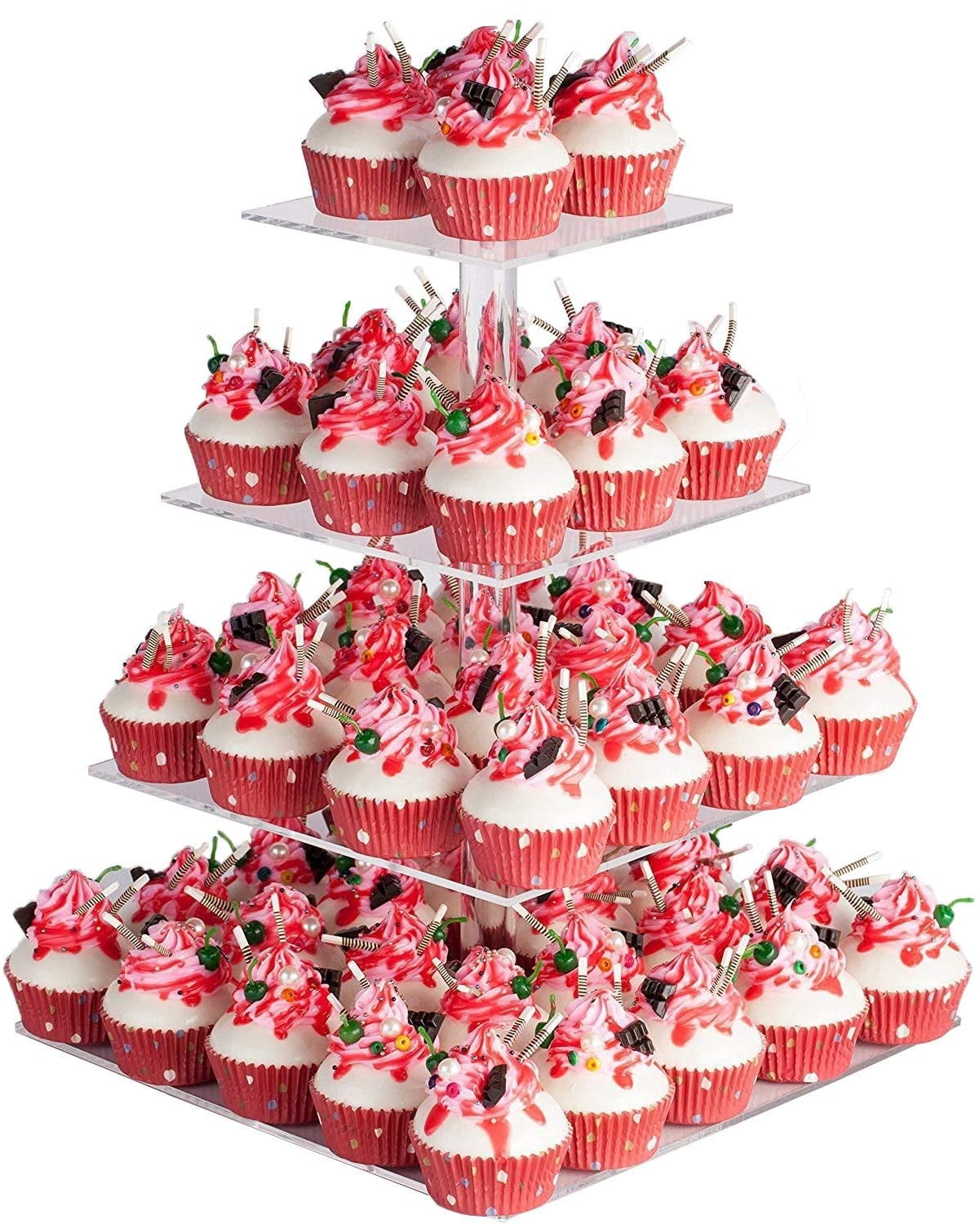 hltysuo 4 Tier Acrylic Cupcake Stand Premium Cupcake Holder Acrylic ...
