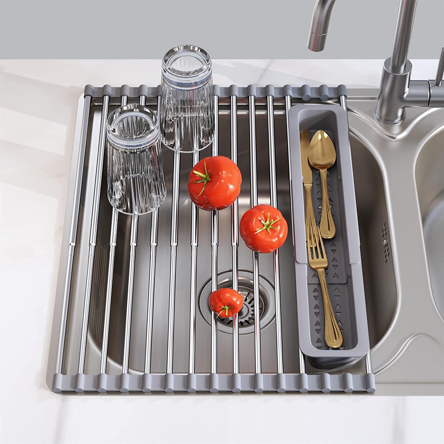 hltysuo Dish Drying Rack in Sink - Expandable Stainless Steel Dish ...