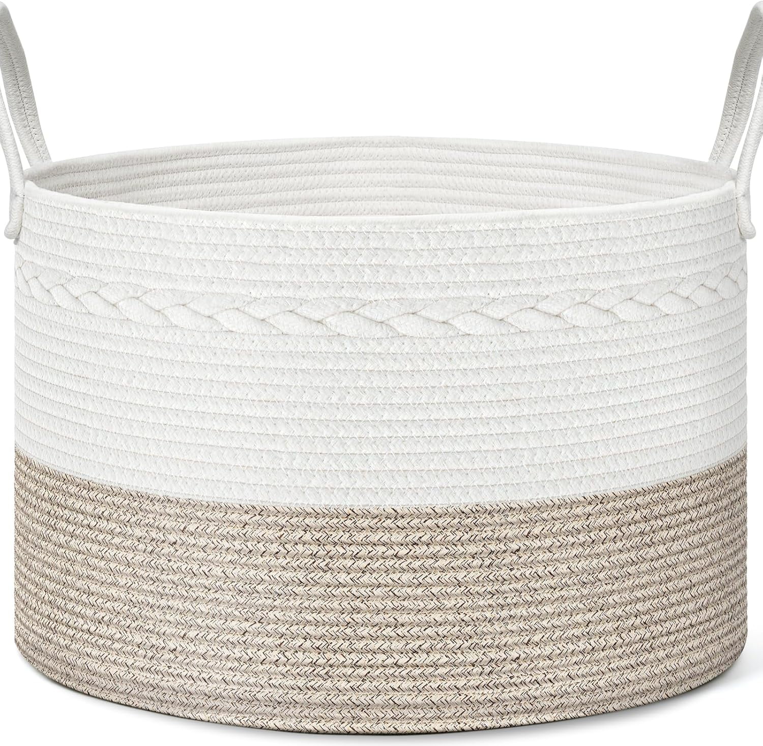 hltysuo Extra Large Basket for Blankets - 21.7"D X 13.8"H Rope Laundry ...