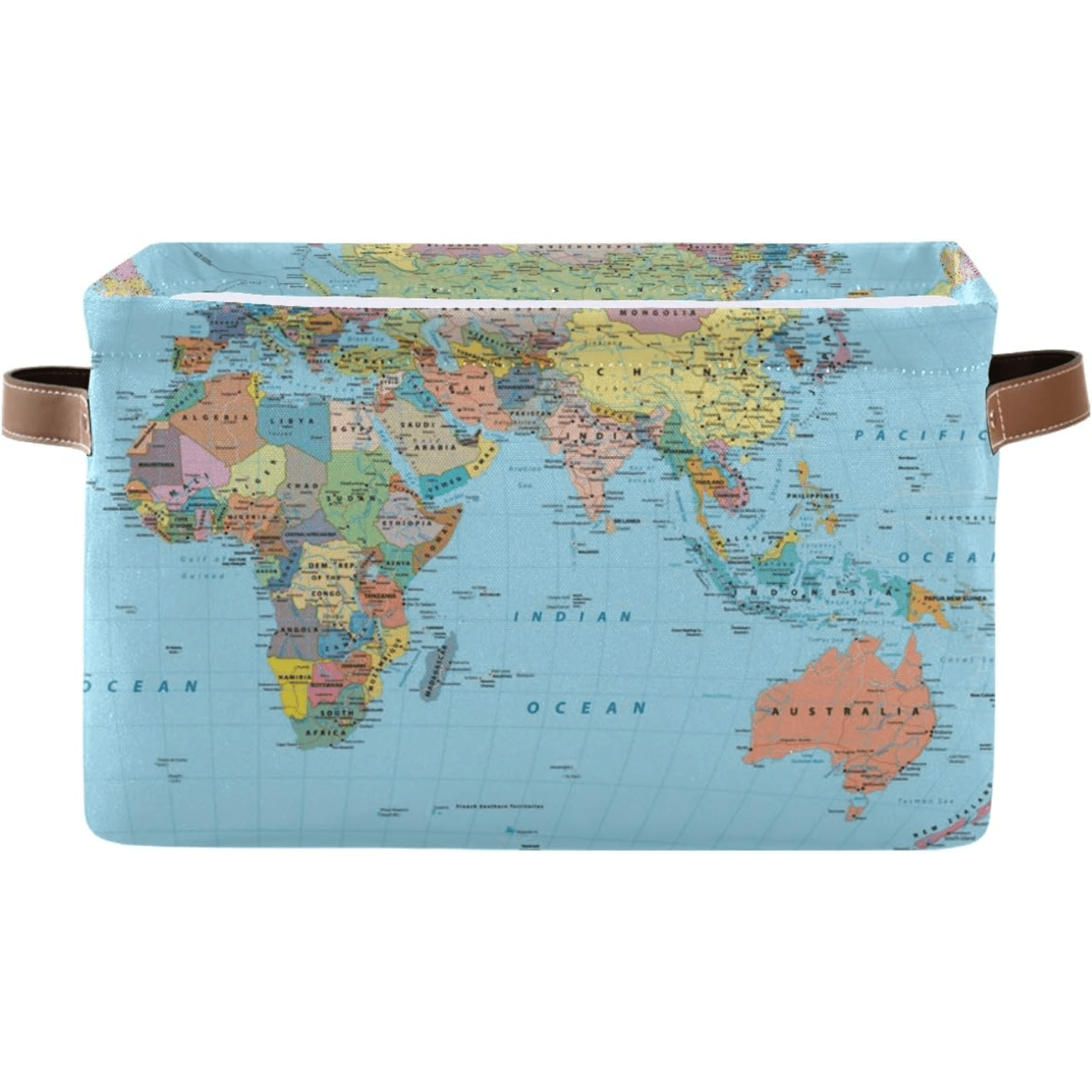 hltysuo Globe World Map Storage Basket Collapsible Cloth Storage Cube ...