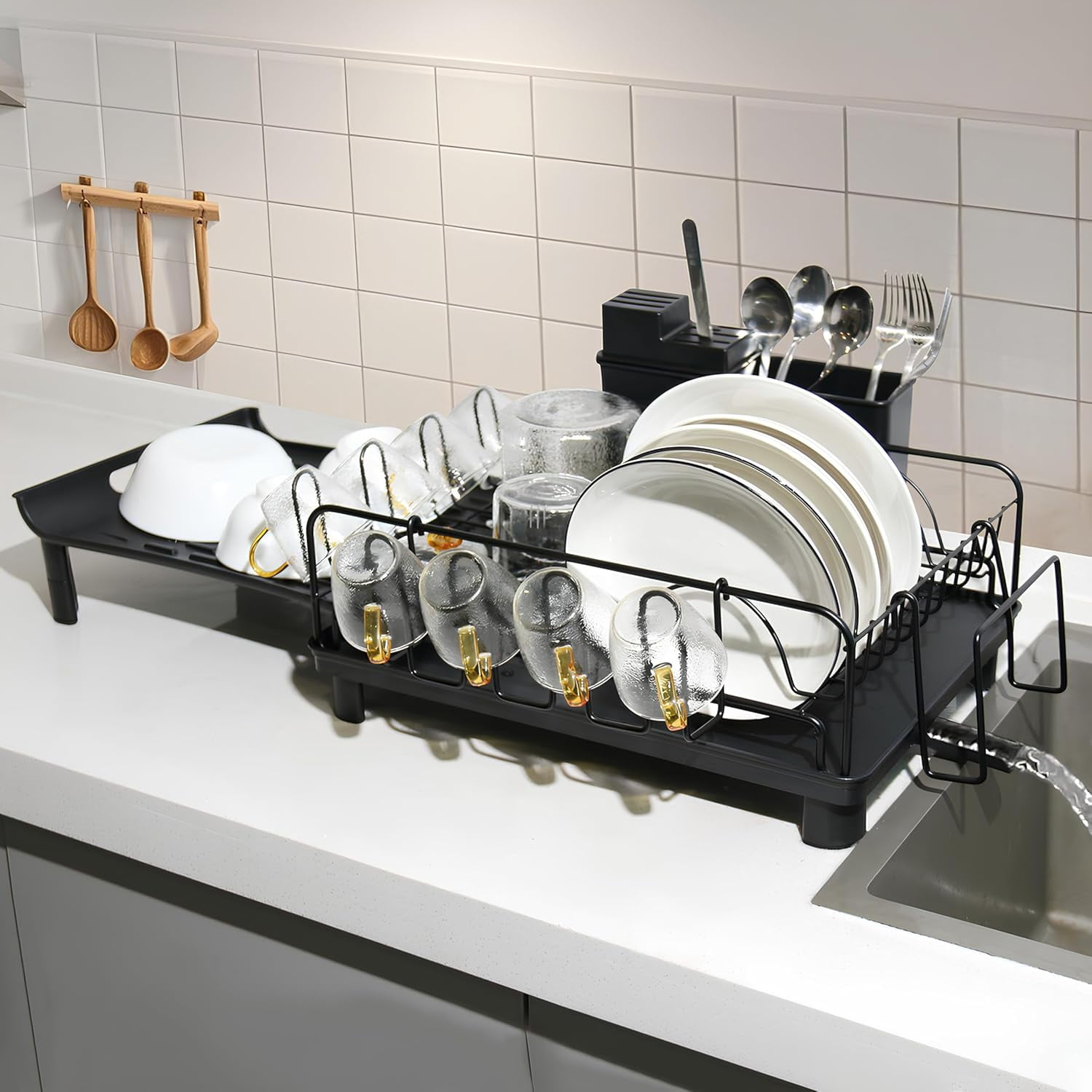 hltysuo Large Dish Drying Rack Dish Rack for Kitchen Counter Extendable ...