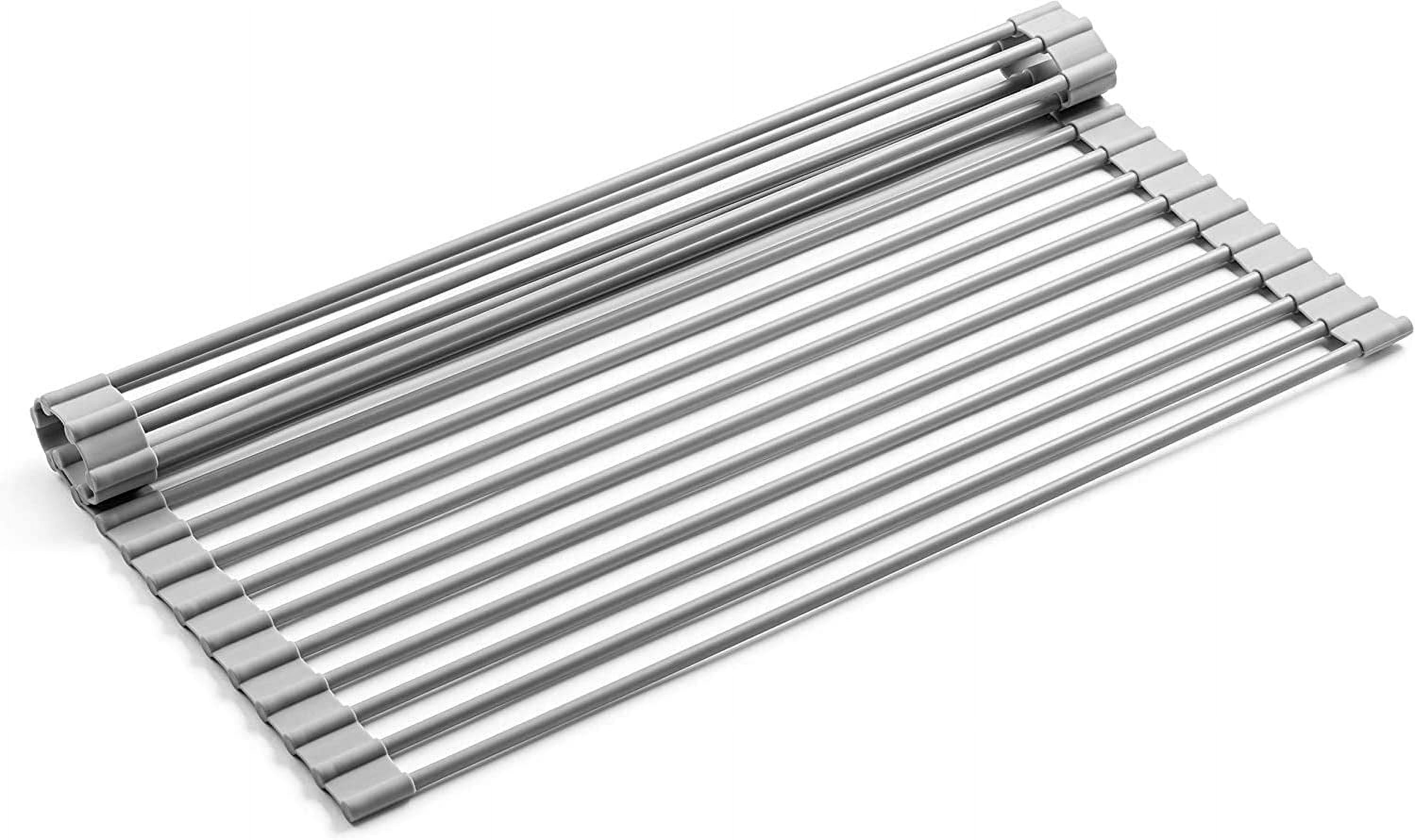 hltysuo Over-The-Sink Roll-Up Dish Drying Rack Made of Silicone Wrapped ...