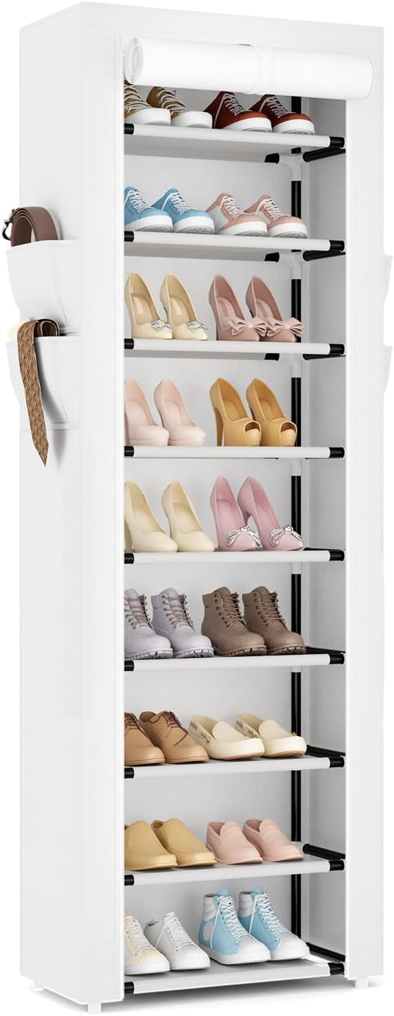hltysuo Shoe Rack with Cover Narrow Shoe Rack Organizer with 4 Side ...
