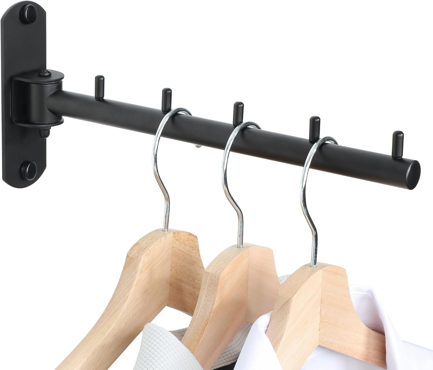 hltysuo Swing Clothes Hanger Rack 2-Pack Garment Racks Wall Mounted ...