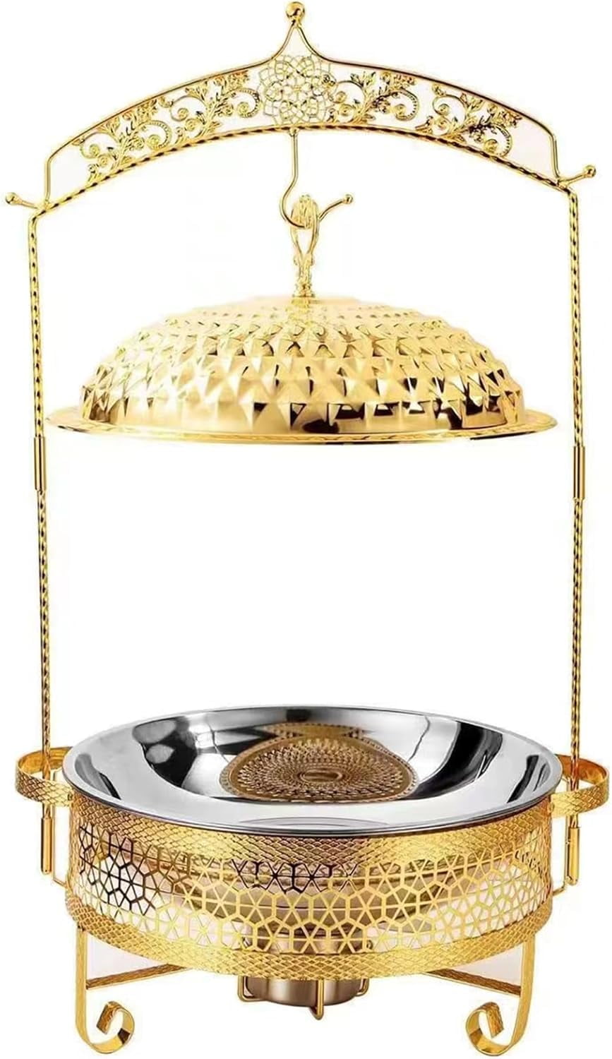 hltysup Stainless Steel Buffet Tray Set - Round Hanging Lid Meal Stove ...