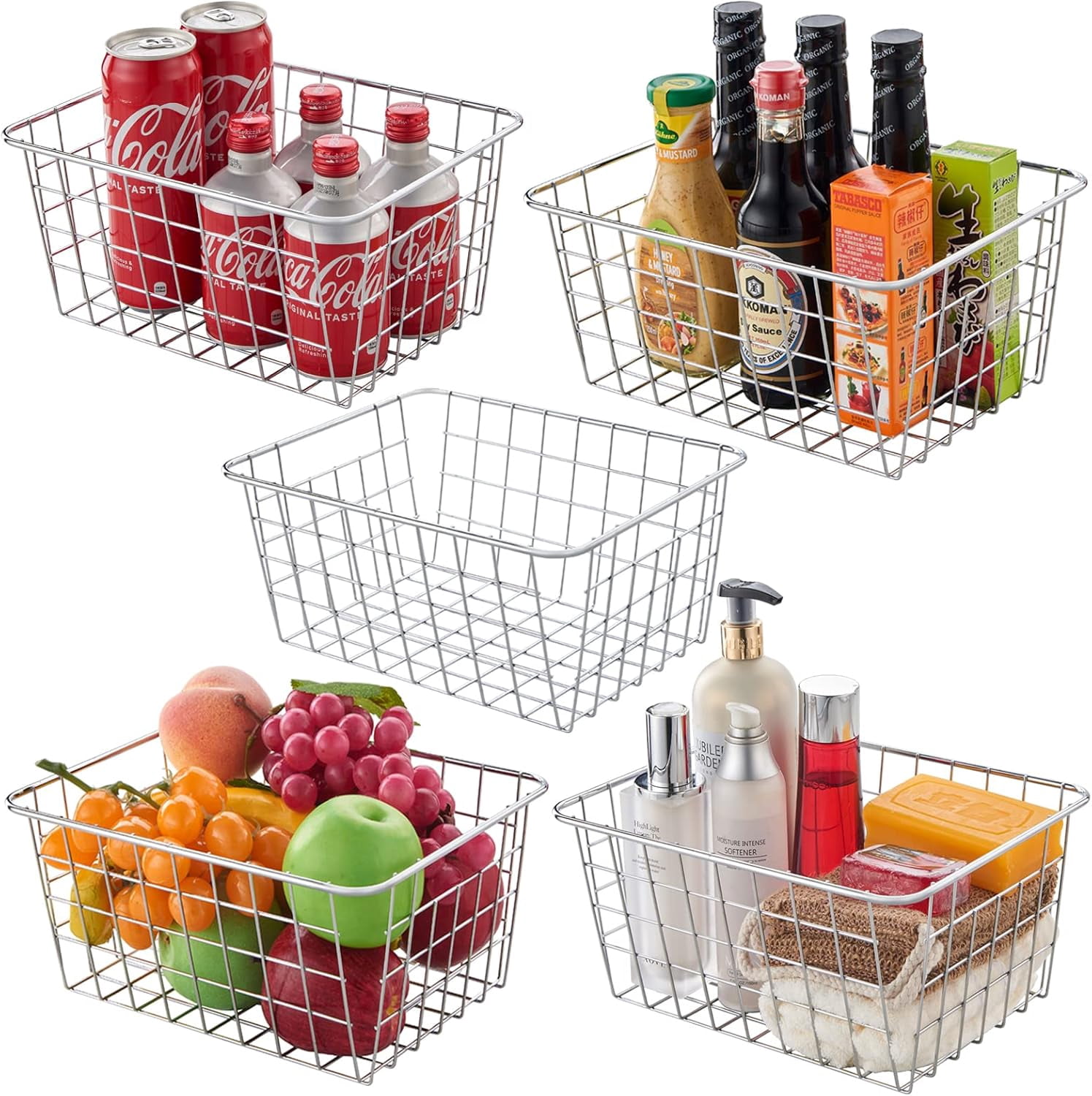 hltyud Wire Kitchen Storage Basket 5 Packs Perfect Pantry Organization ...