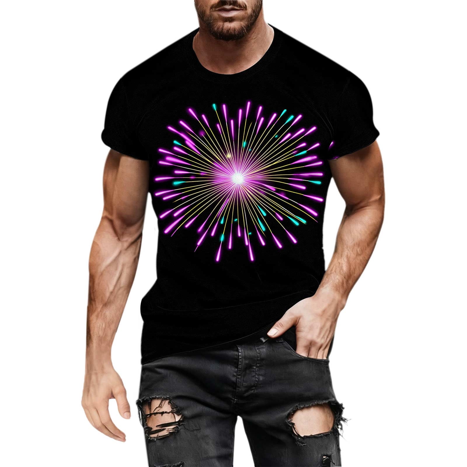 hlysgo Graphic Tee Men Short Sleeve T Shirts Casual Stylish Printed ...