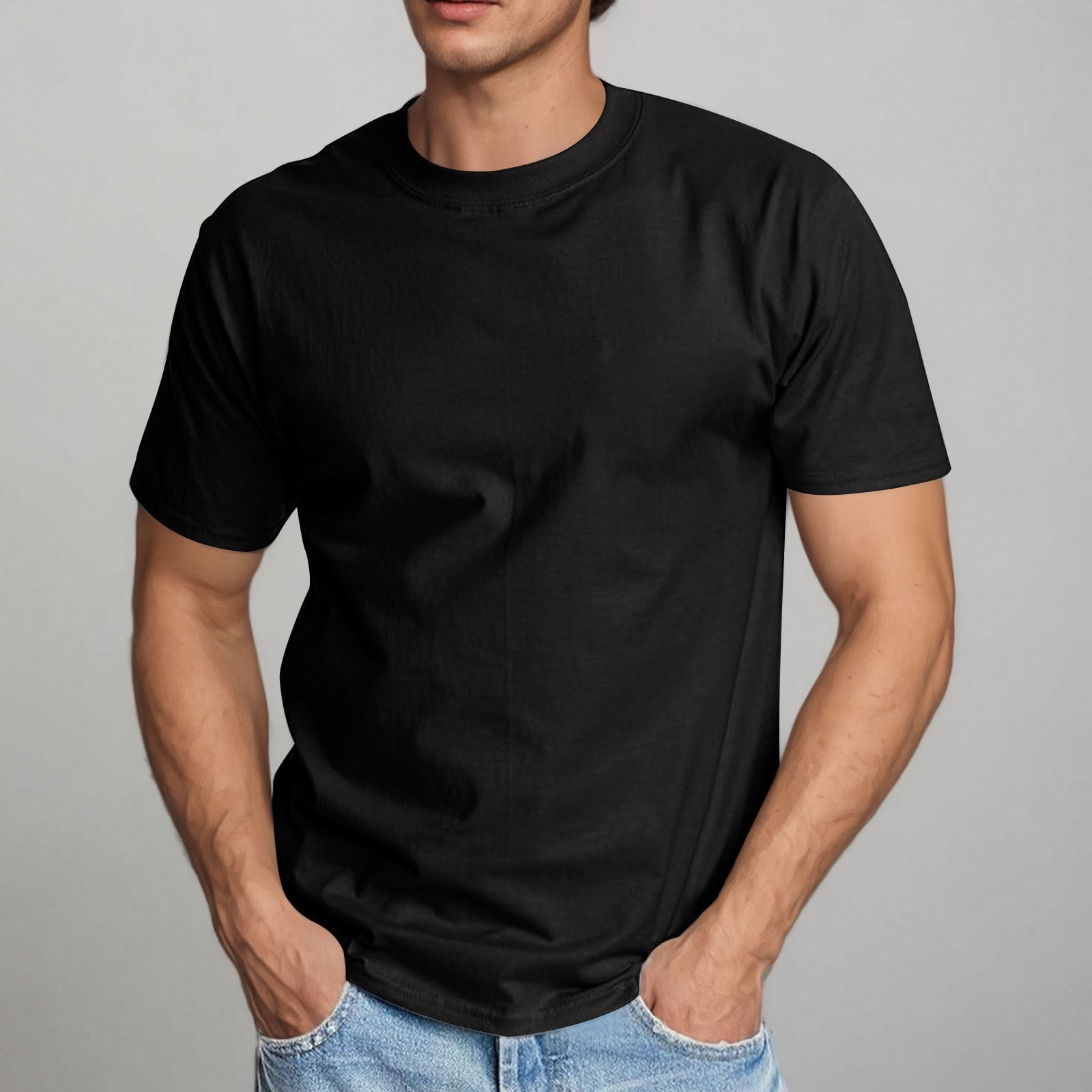hlysgo Men's T Shirts Short Sleeve Tee Shirts for Men Causal Solid ...