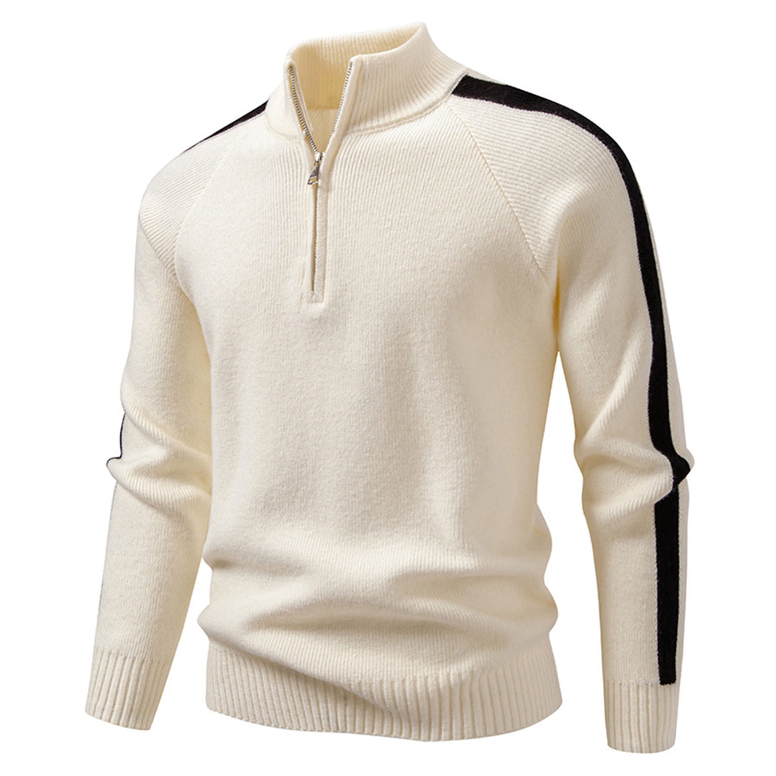 hlysgo Mens Quarter Zip Pullover Sweaters Soft Stretchy Long Sleeve 1/4 ...