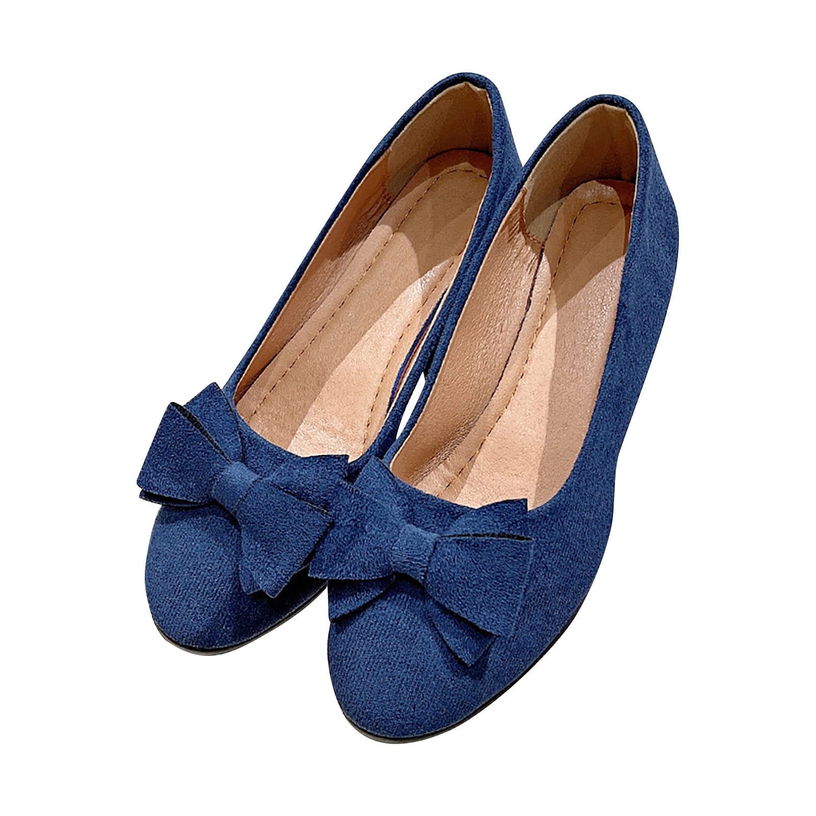 hlysgo Women's Dress Flats Cute Round Toe Bowknot Flats Comfortable ...