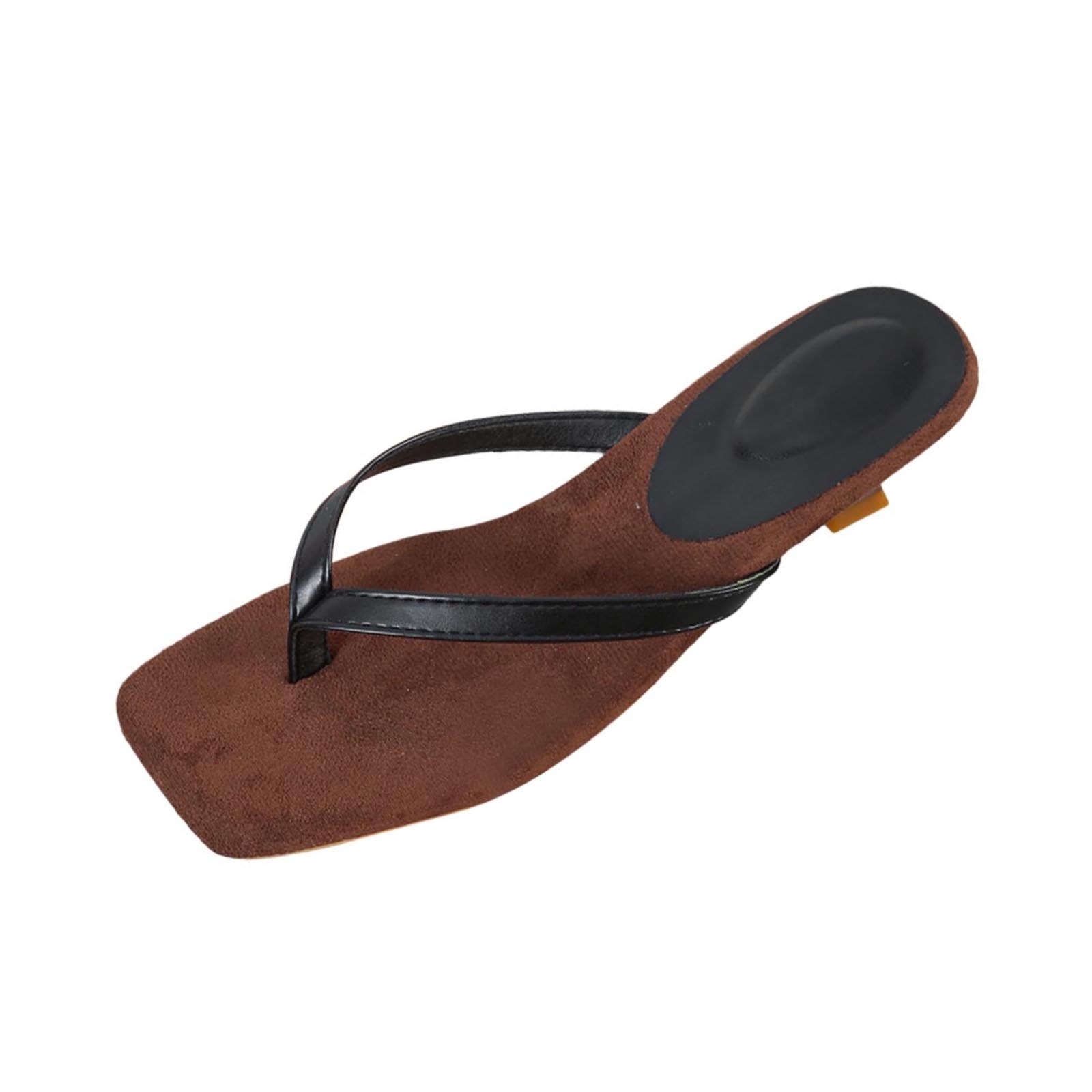 hlysgo Women's Kitten Heels Sandals Square Open Toe Flip Flop Heels ...