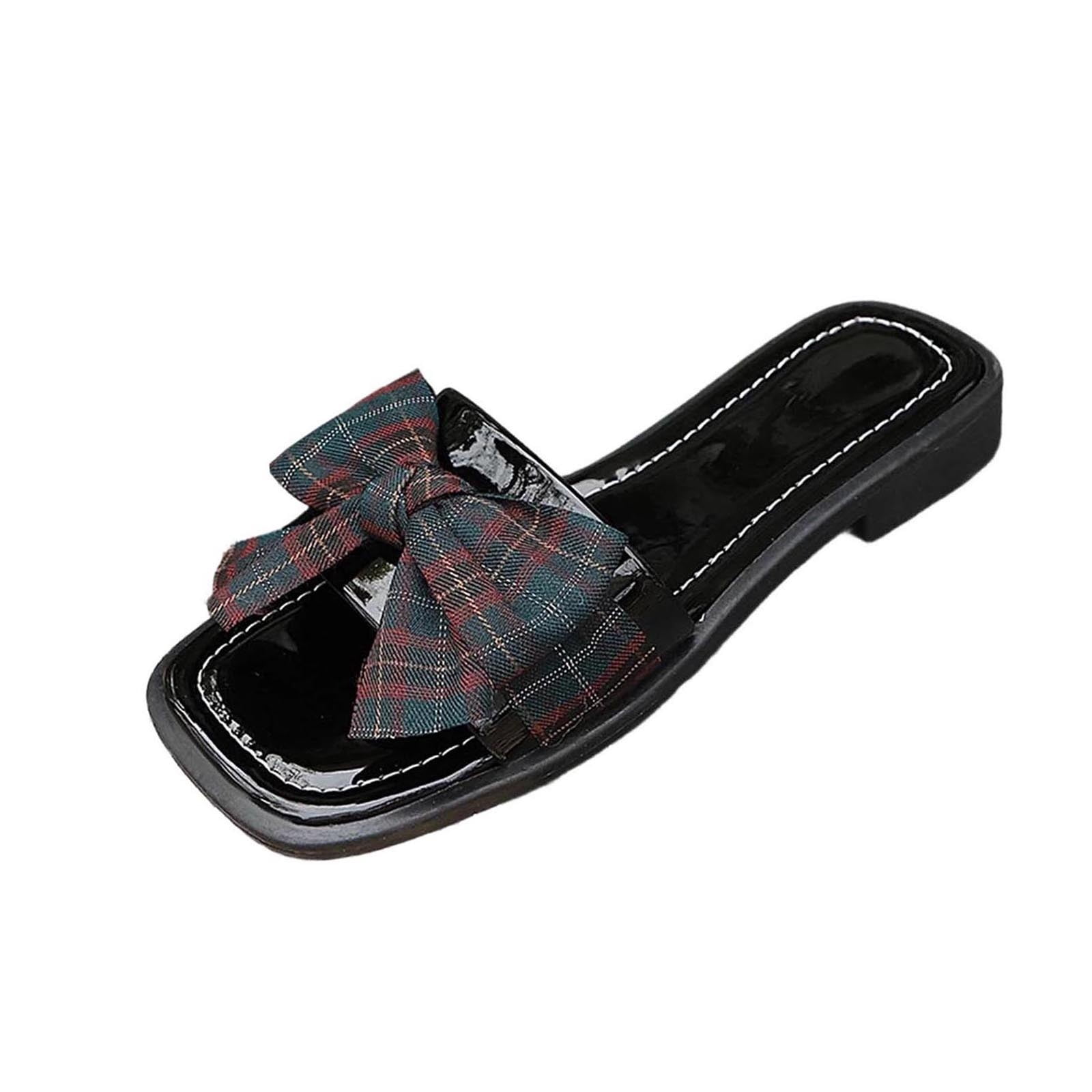 hlysgo Women's Sandals Dressy Cute Summer Bow Square Toe Trendy Beach ...