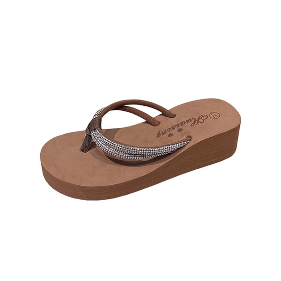 hlysgo Women's Sparkly Rhinestone Platform Flip Flops Thong Sandals ...