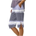 hlysgo Women's Stripe Color Block Pants Linen Blend Side Slit Button ...