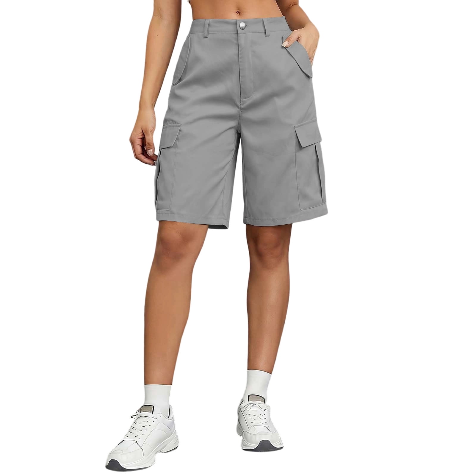 hlysgo Womens Bermuda Dress Shorts Elastic Waist Wide Leg Comfort Cozy ...