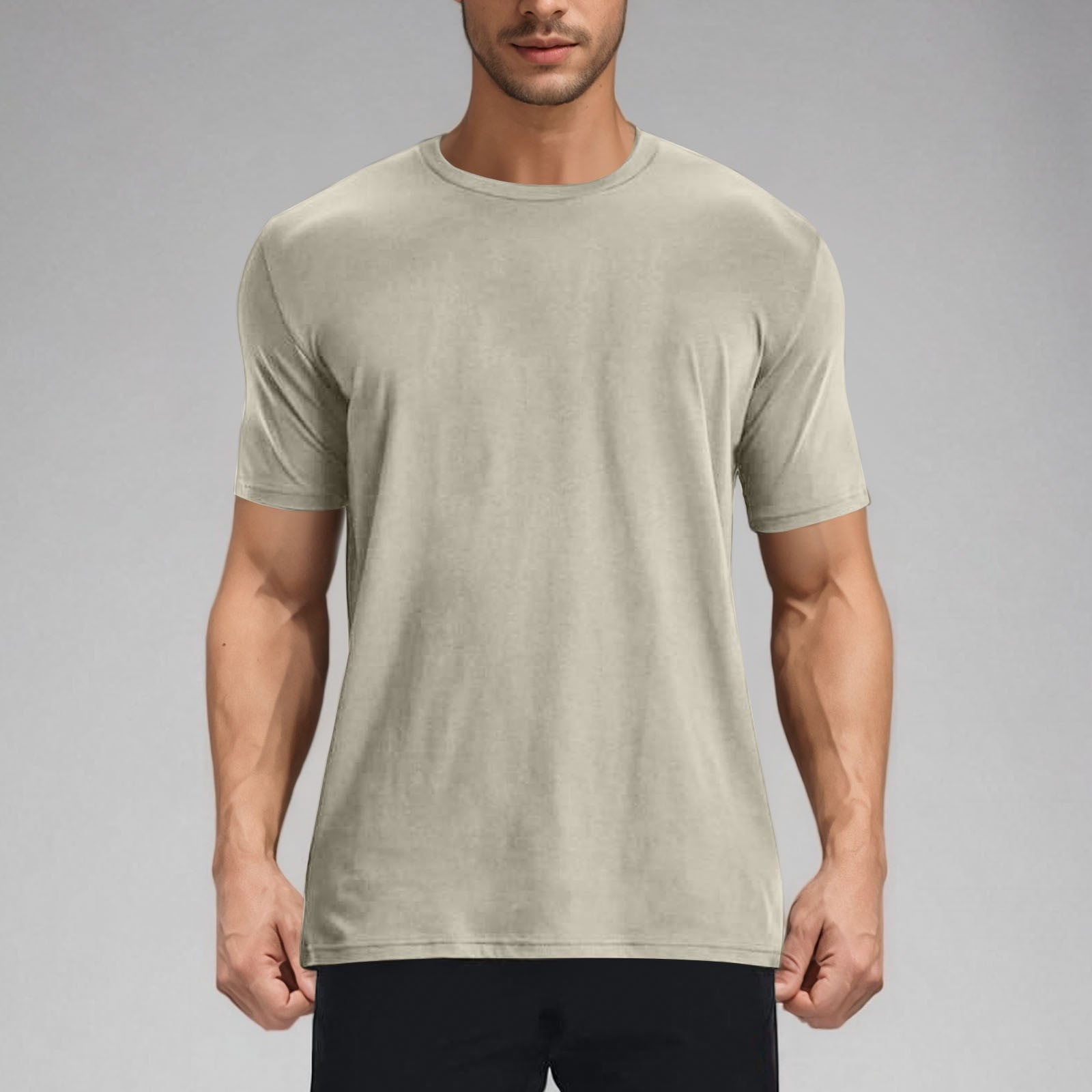 hlysgo Workout Shirts for Men Loose Fit Solid Color Basic Tee Mens Gym ...