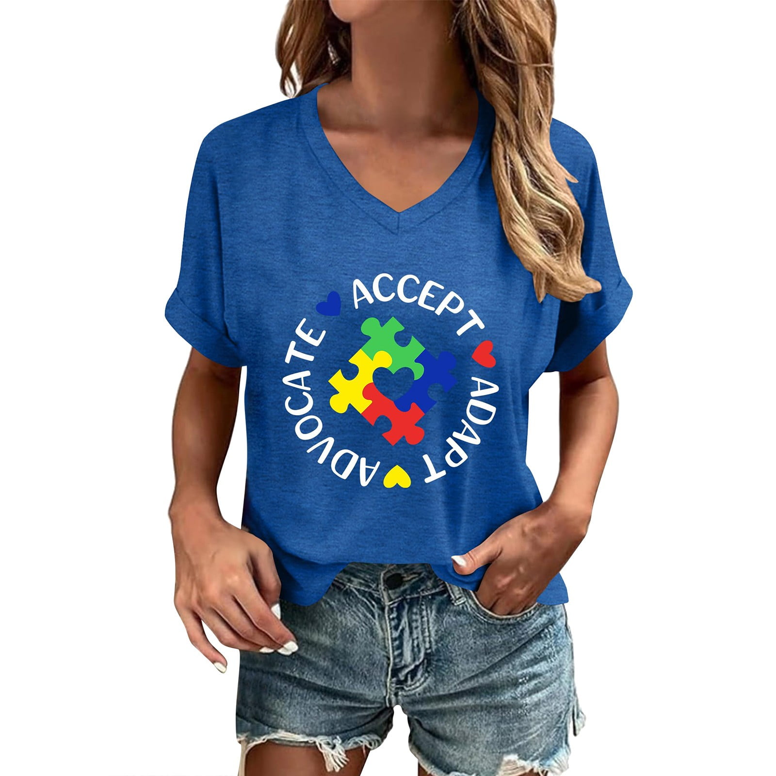 hoadeuw Autism Awareness Shirts for Women Shirt I Wear Blue Tshirt Mom ...