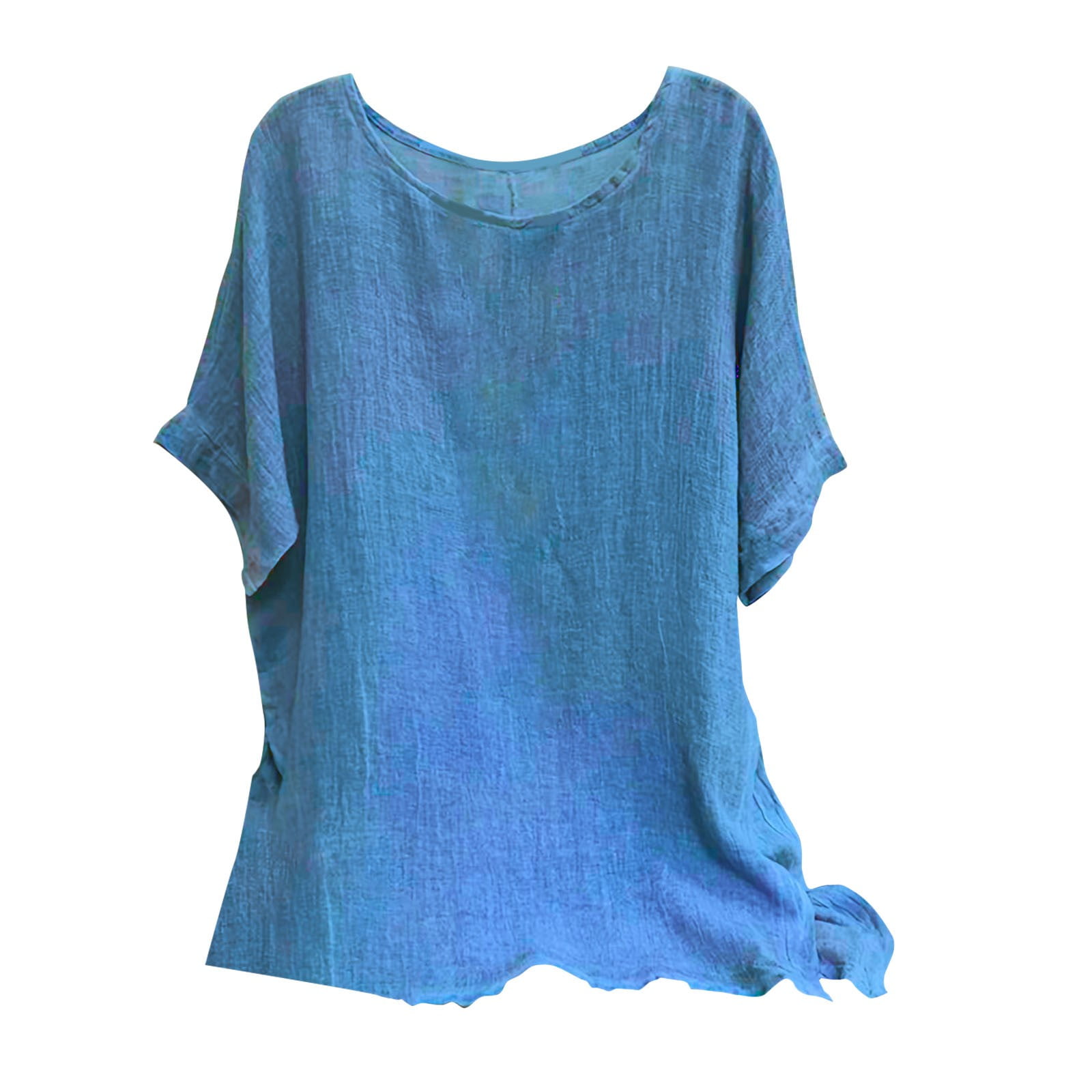 hoadeuw Linen Shirts for Women Short Sleeve Womens Slim Tee Blouse Crew ...
